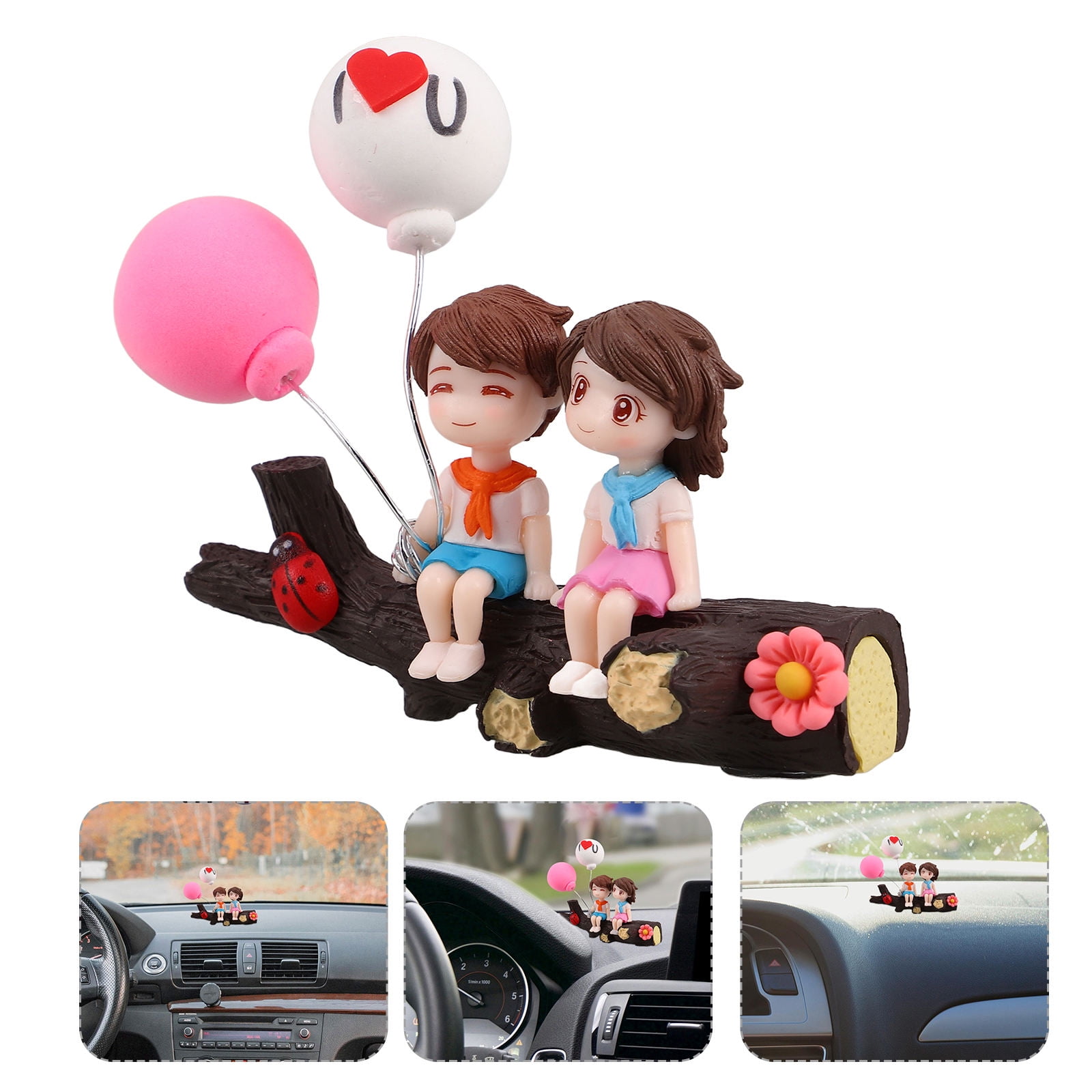 HOMEMAXS Cute Car Decorations Lovely Couple Cartoon Figurines Resin Car ...