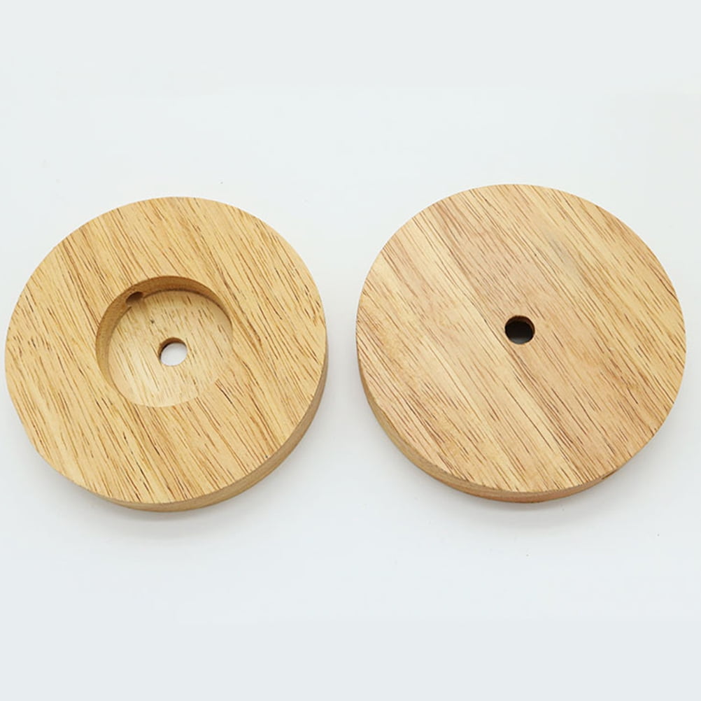 IFANLANDOR Wood Lamp Base Khaki 2Pcs 4.7x4.7x0.8In - Walmart.com