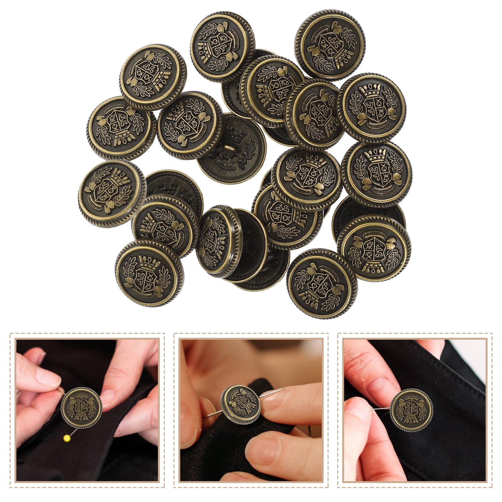 HOMEMAXS Dark Brown Alloy Buttons for Decor with Delicate Pattern ...