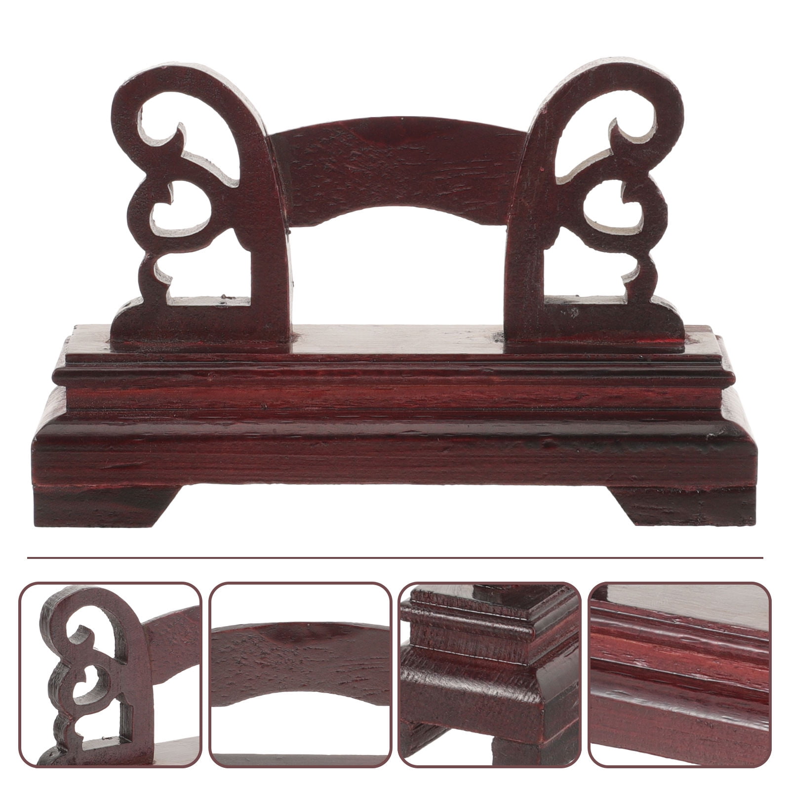 Minkissy Hand Fan Stand Foldable Wooden Dark Red 1Pack - Walmart.com