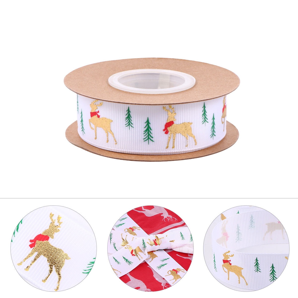 HOMEMAXS Deer Pattern Gift Ribbon Packaging Webbing Christmas Wired ...