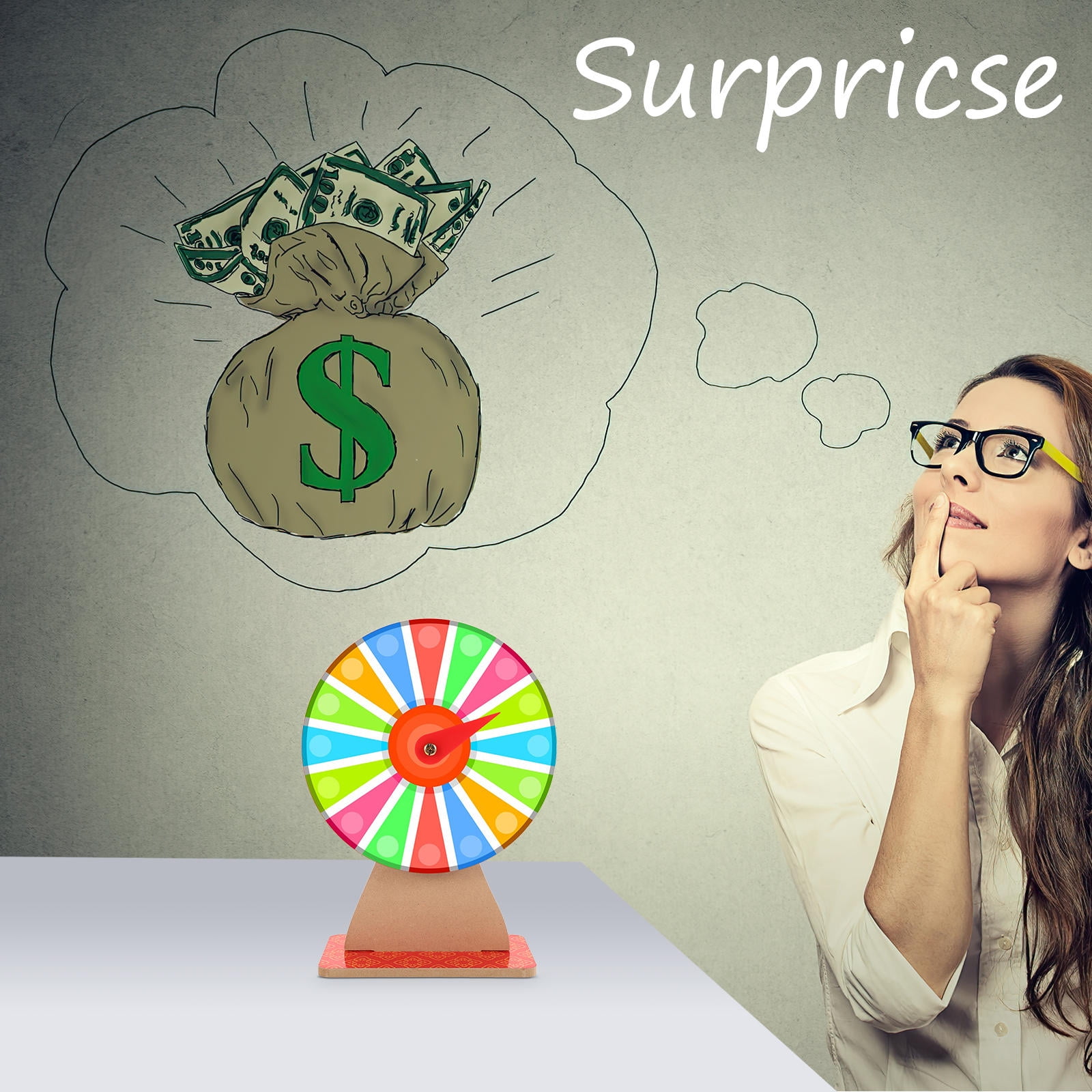 HOMEMAXS Desktop Drawing Prize Turntable Tabletop Blank Prize Turntable ...