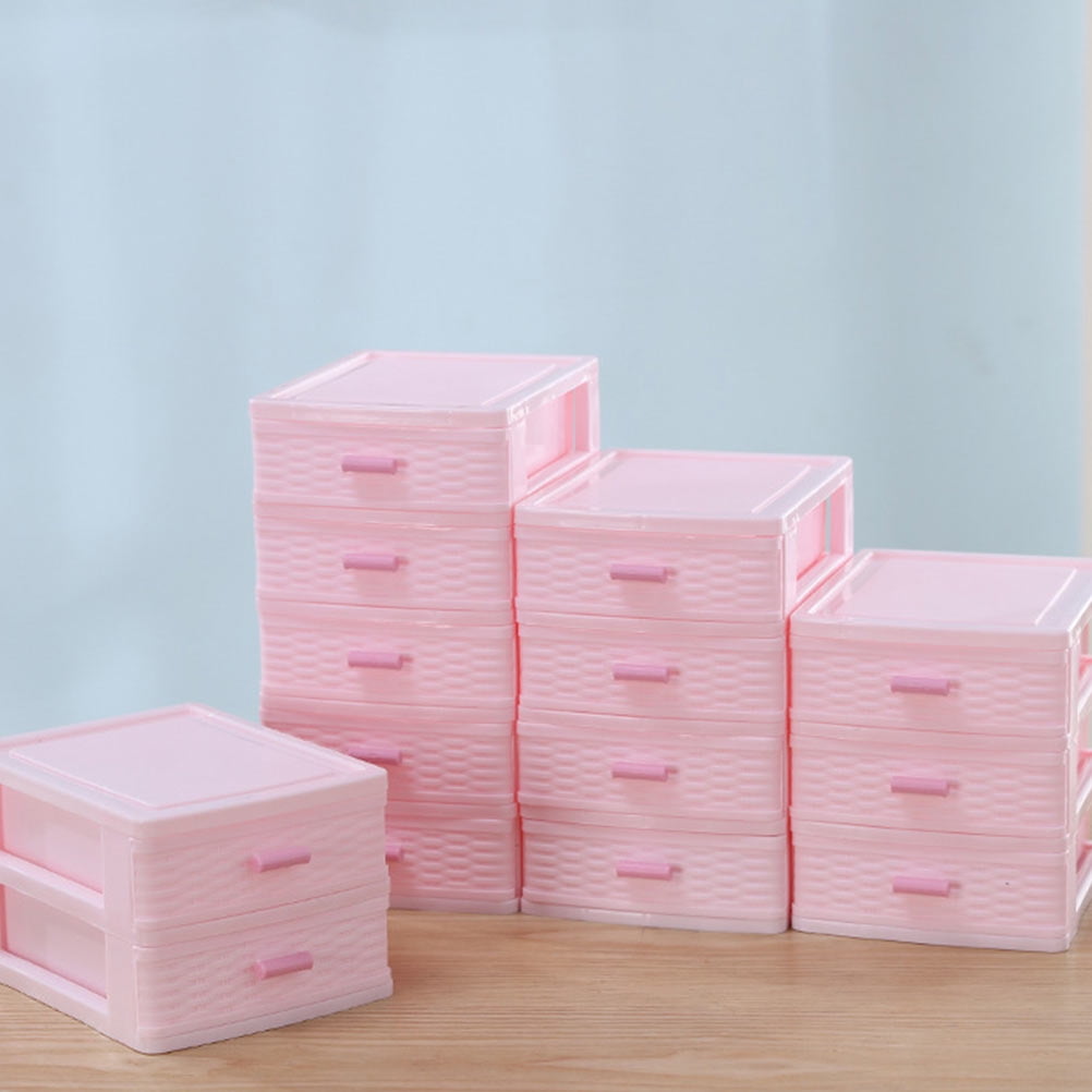 HOMEMAXS Desktop Storage Box Stackable Drawer Mini Drawers Crate Pink ...