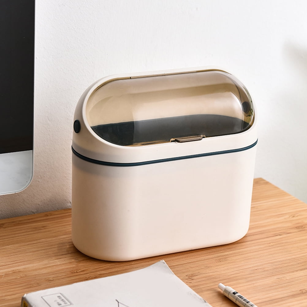 Desktop Trash Can Trashcan with Lid Container Garbage Cans Office ...