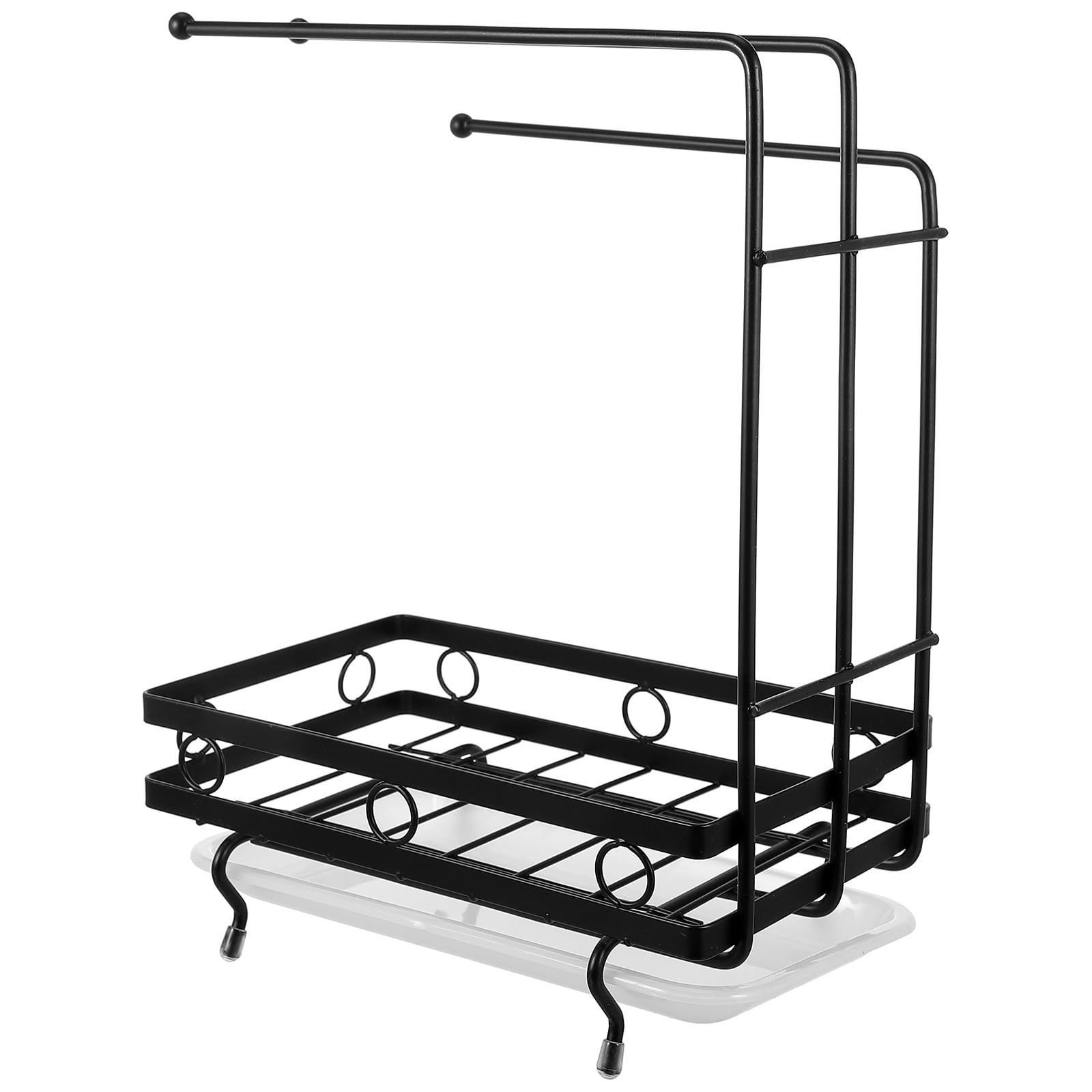 HOMEMAXS Dish Rag Holder Kitchen Rack Detergent Black Drain Baby ...