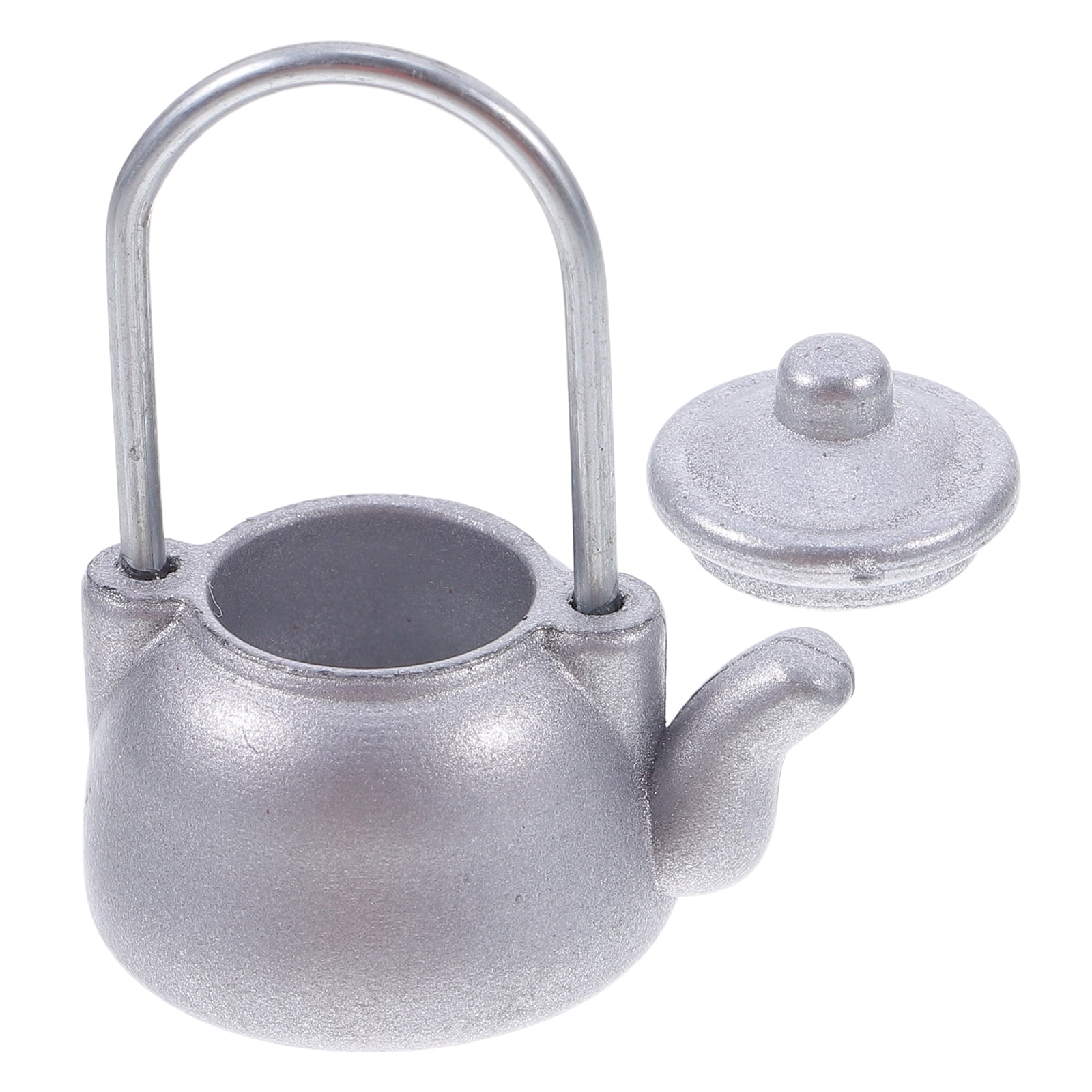 HOMEMAXS Dollhouse Kettle Alloy Miniature Teapot Tea Kettle Model Water ...