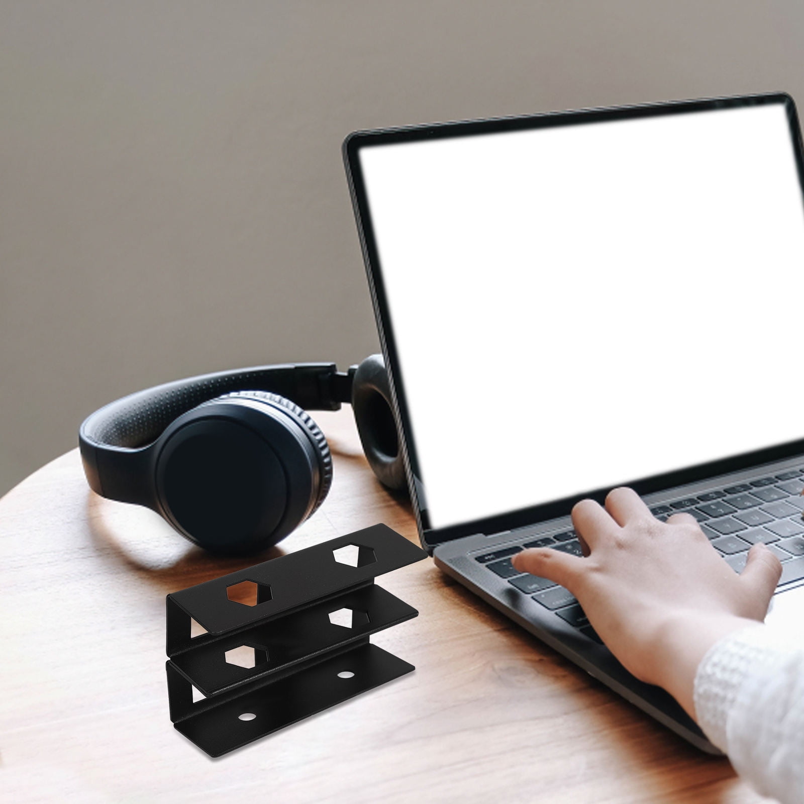 HOMEMAXS Double Layer Laptop Mount Home Bracket Risers Adjustable Black ...