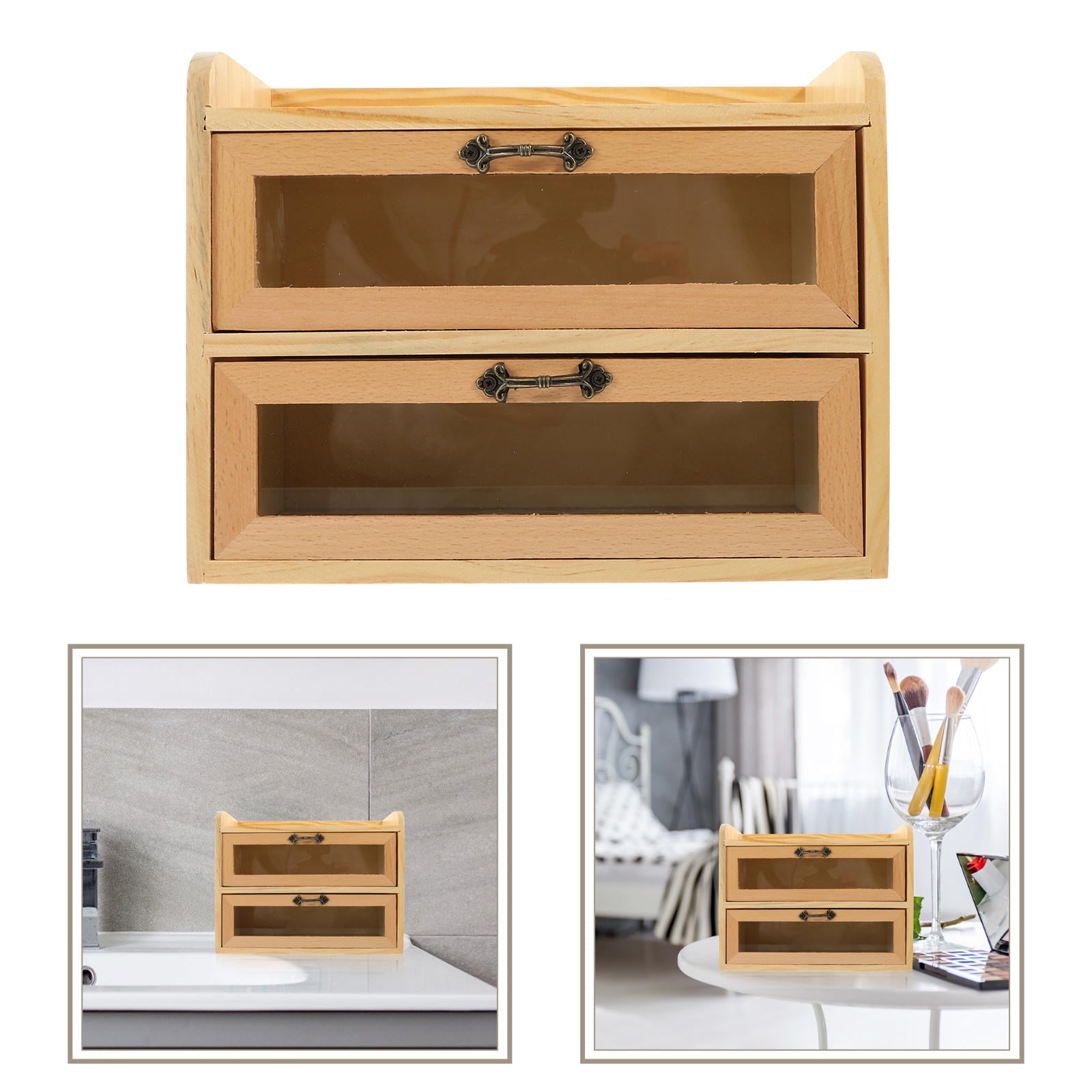 Drawer Storage Box Desk Organizer Boxes with Lids Office Khaki ...
