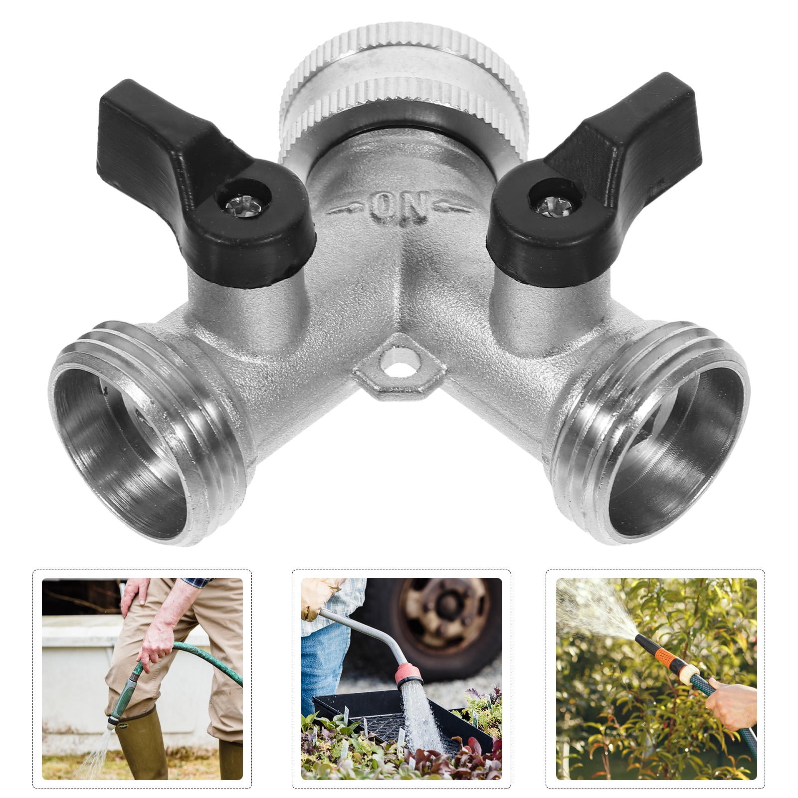 HOMEMAXS Durable NickelPlated Copper Hose Splitter with Quick Car Use ...