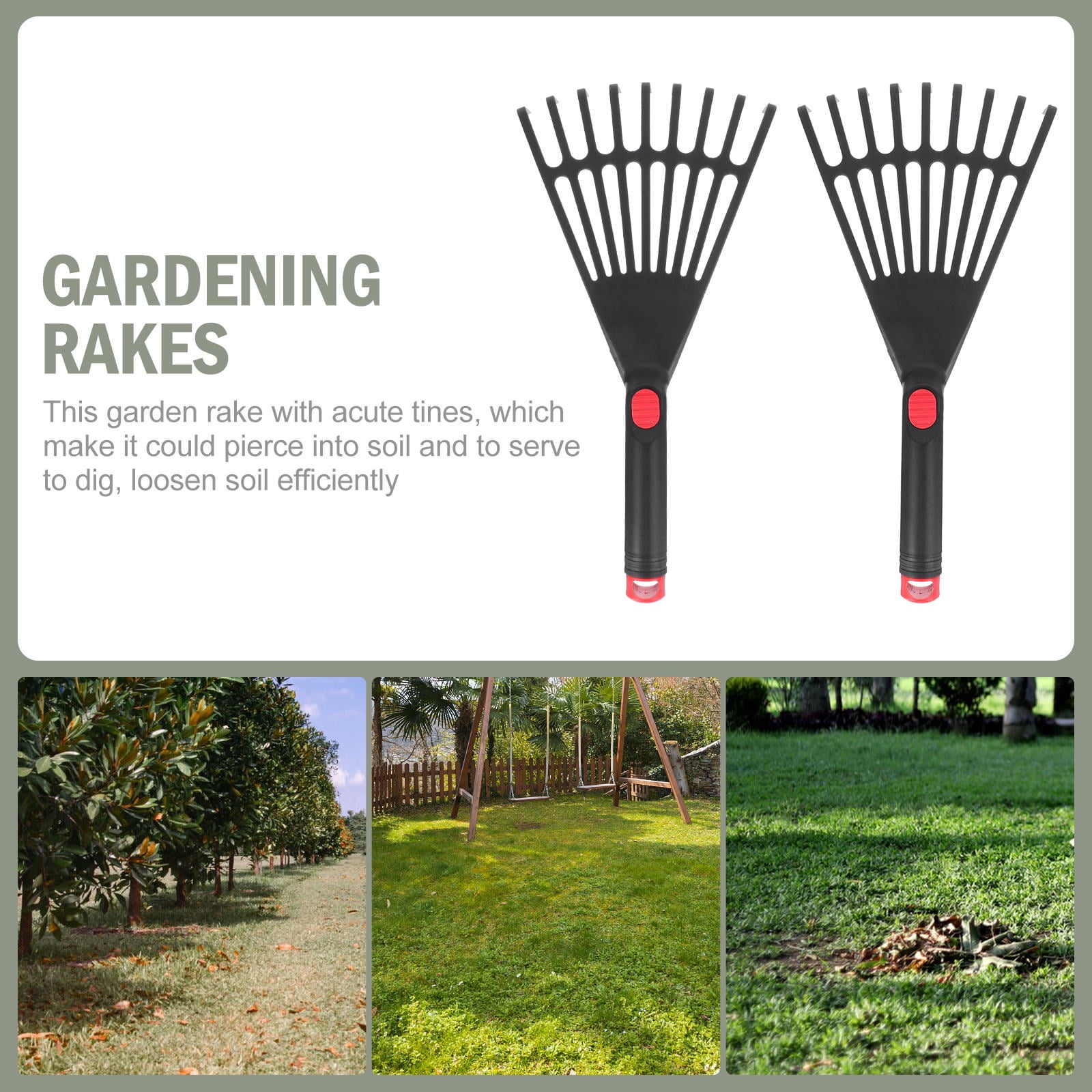 HOMEMAXS Durable Plastic Gardening Rake for Efficient Soil Loosening ...