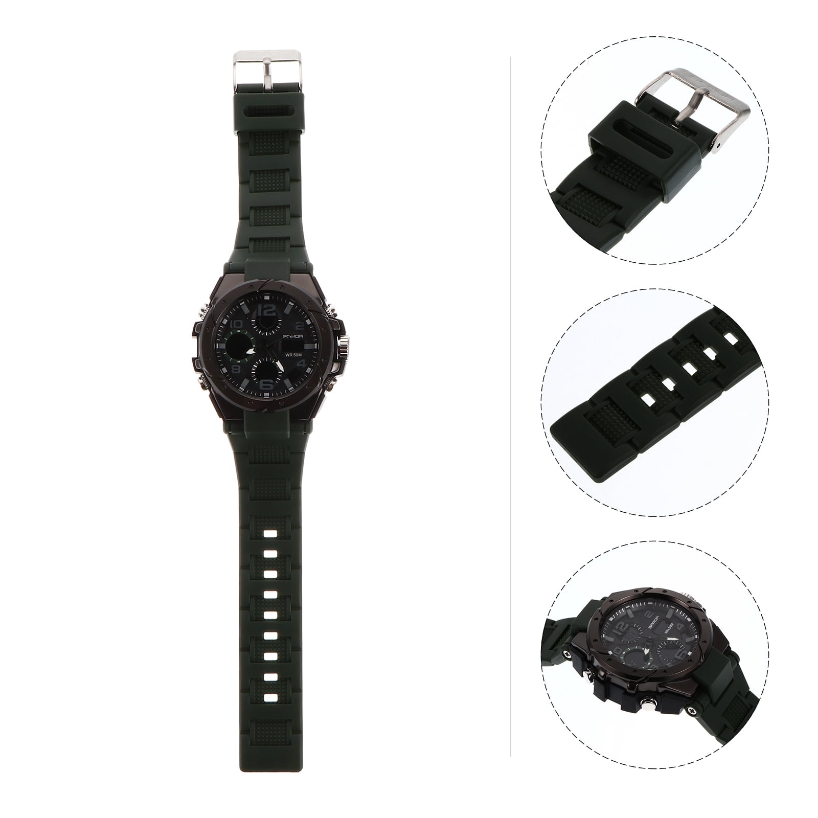 HOMEMAXS Durable Waterproof Black Student Wrist Watch with Stopwatch ...