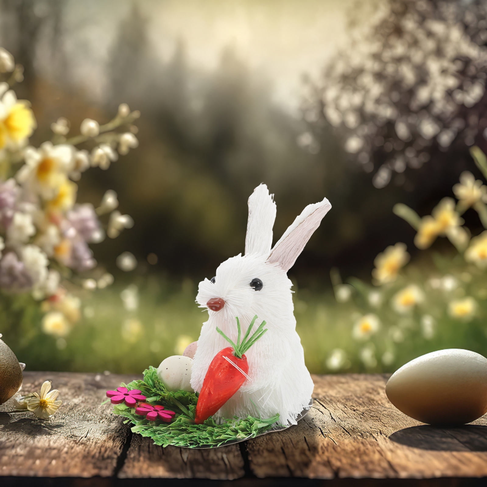 HOMEMAXS Easter Bunny Decor Rabbit Outdoor Decorations with Carrot and ...