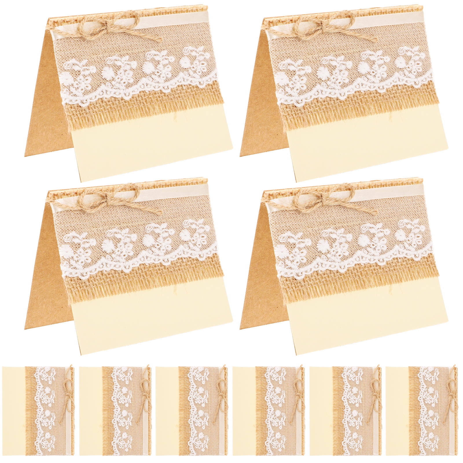 Elegant Beige Paper and Linen Wedding Table Cards for Unique Decor with ...