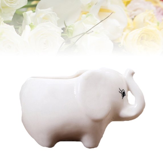 HOMEMAXS Elephant Ceramic Flower Pot Artificial Plant Herb - Walmart.com