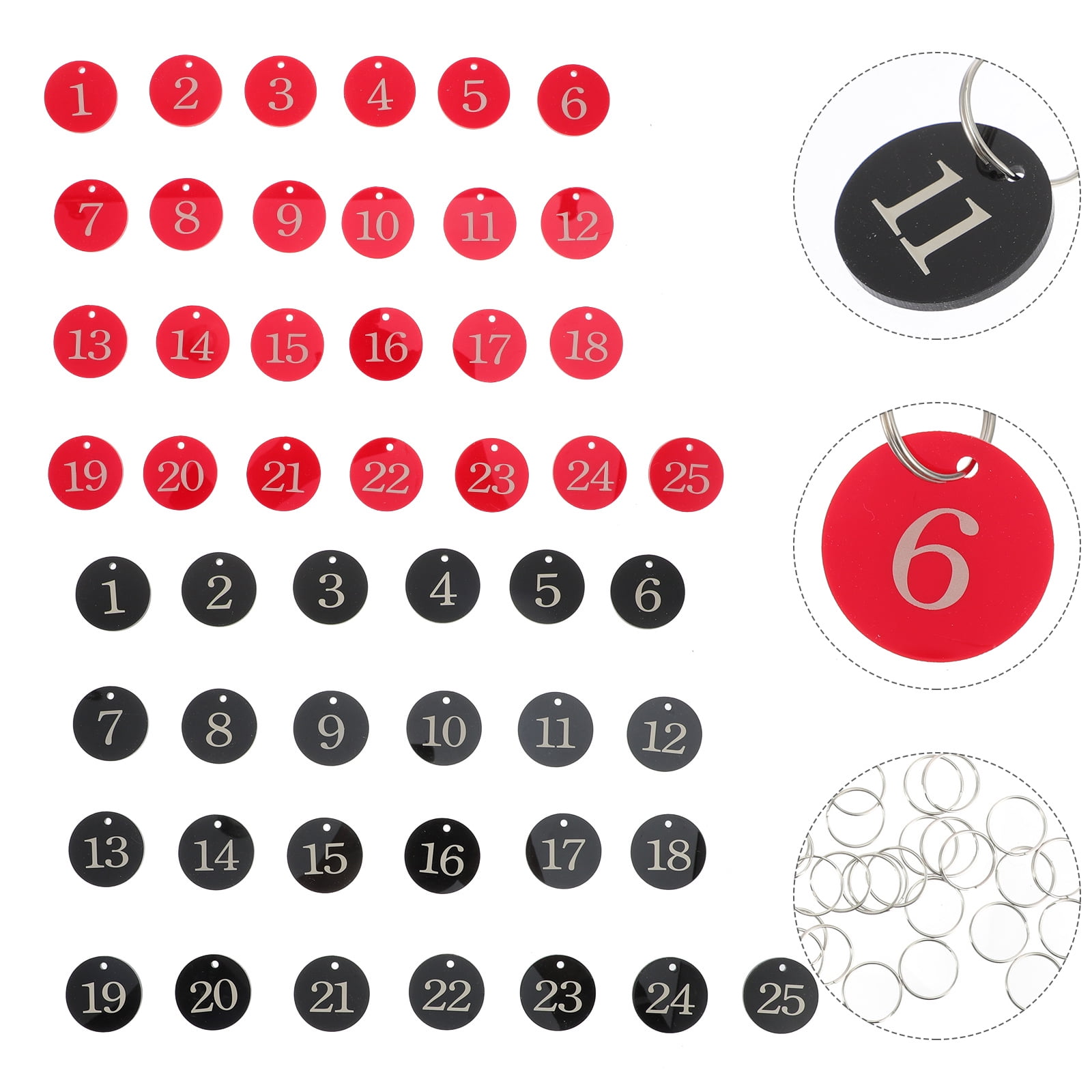 HOMEMAXS Engraved Number Tags Round Shape Key Holder Numbers Fitness ...