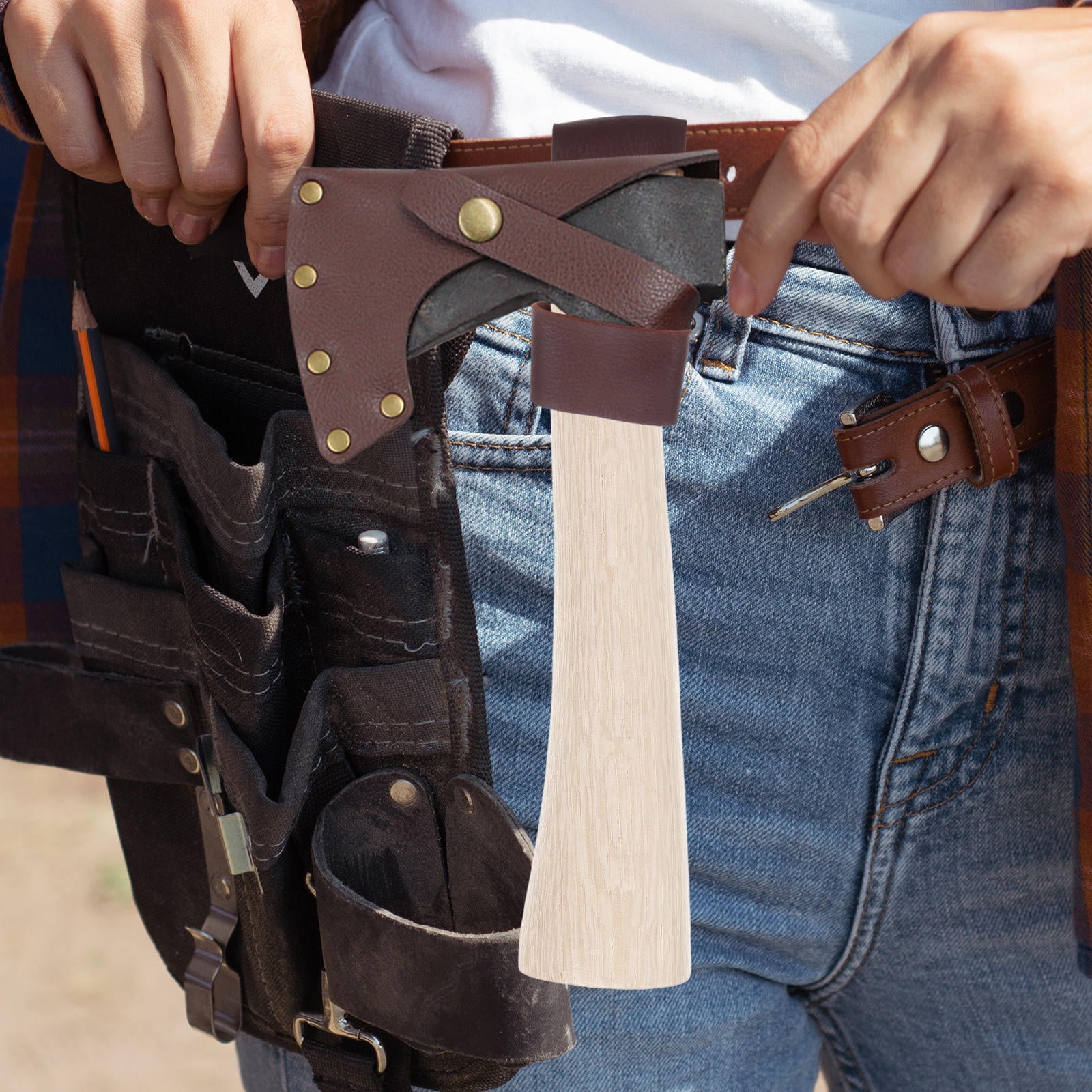 HOMEMAXS Ergonomic Wooden Axe Handle for Replacement Durable Beige Wood ...