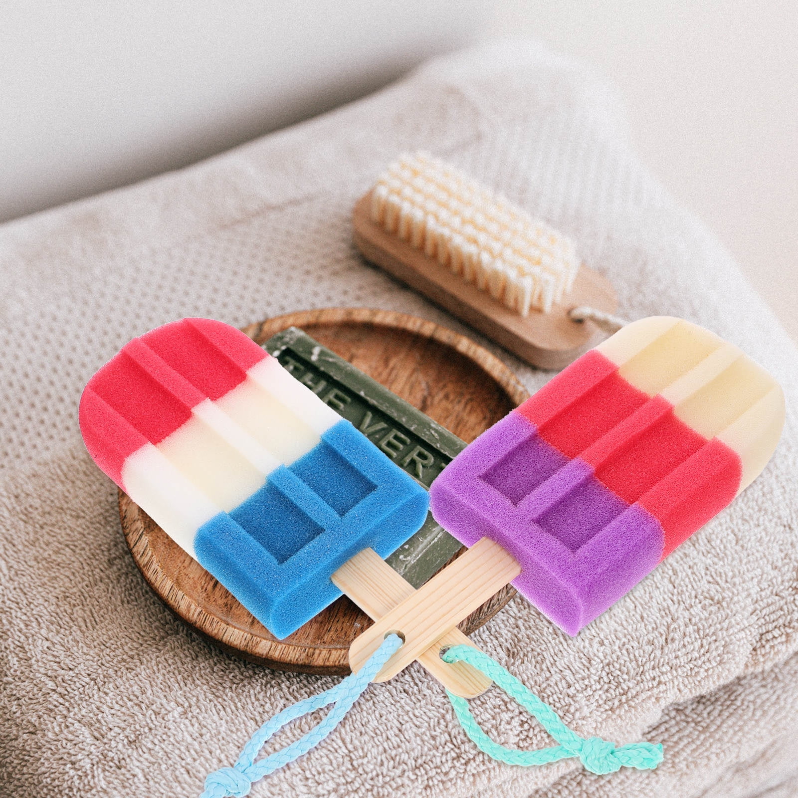 HOMEMAXS Exfoliating Shower Sponge for Body Washing and Scrubbing with ...