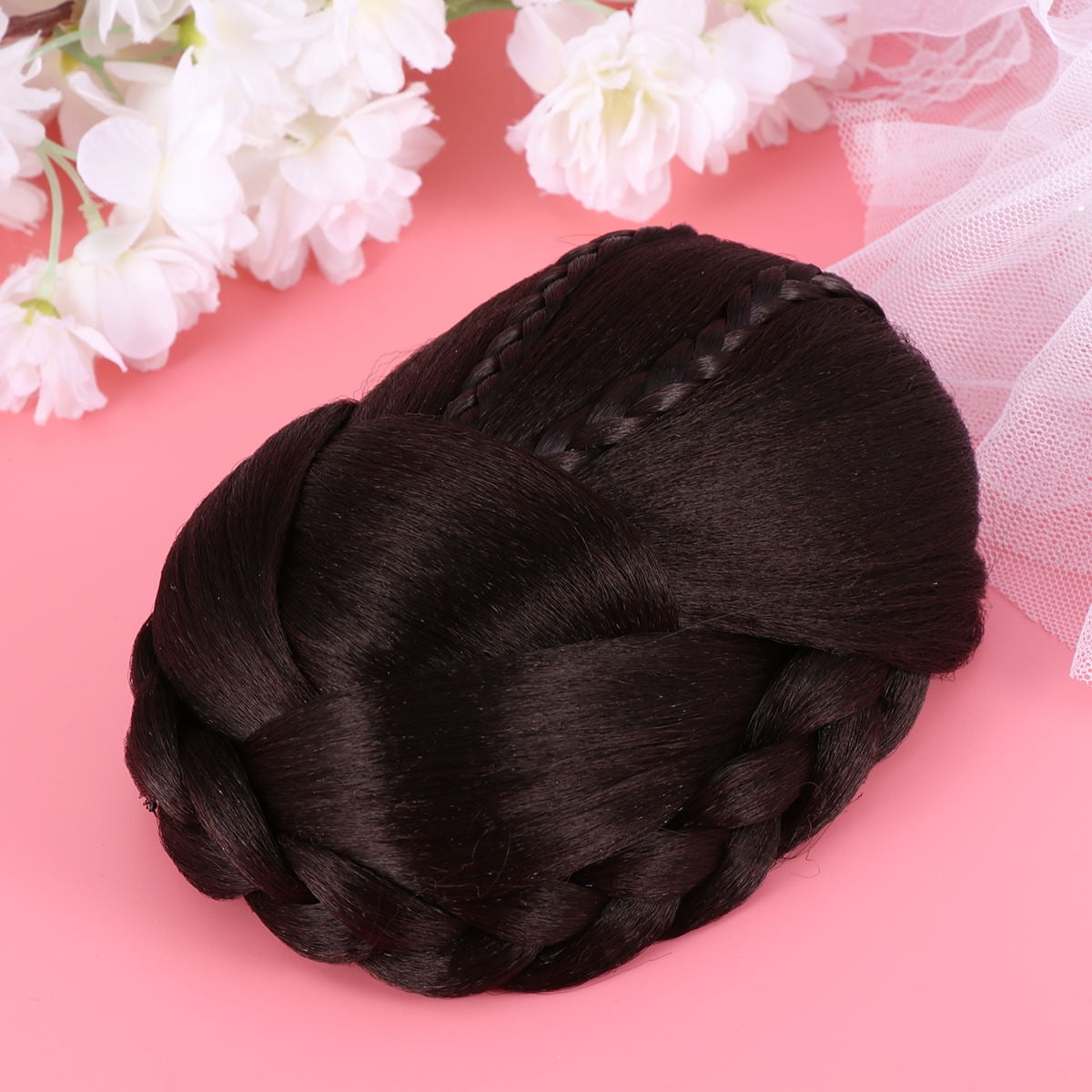 MOKKHNB Braid Hair Extensions Braided Chignon Wig Black 1Set for Girls ...