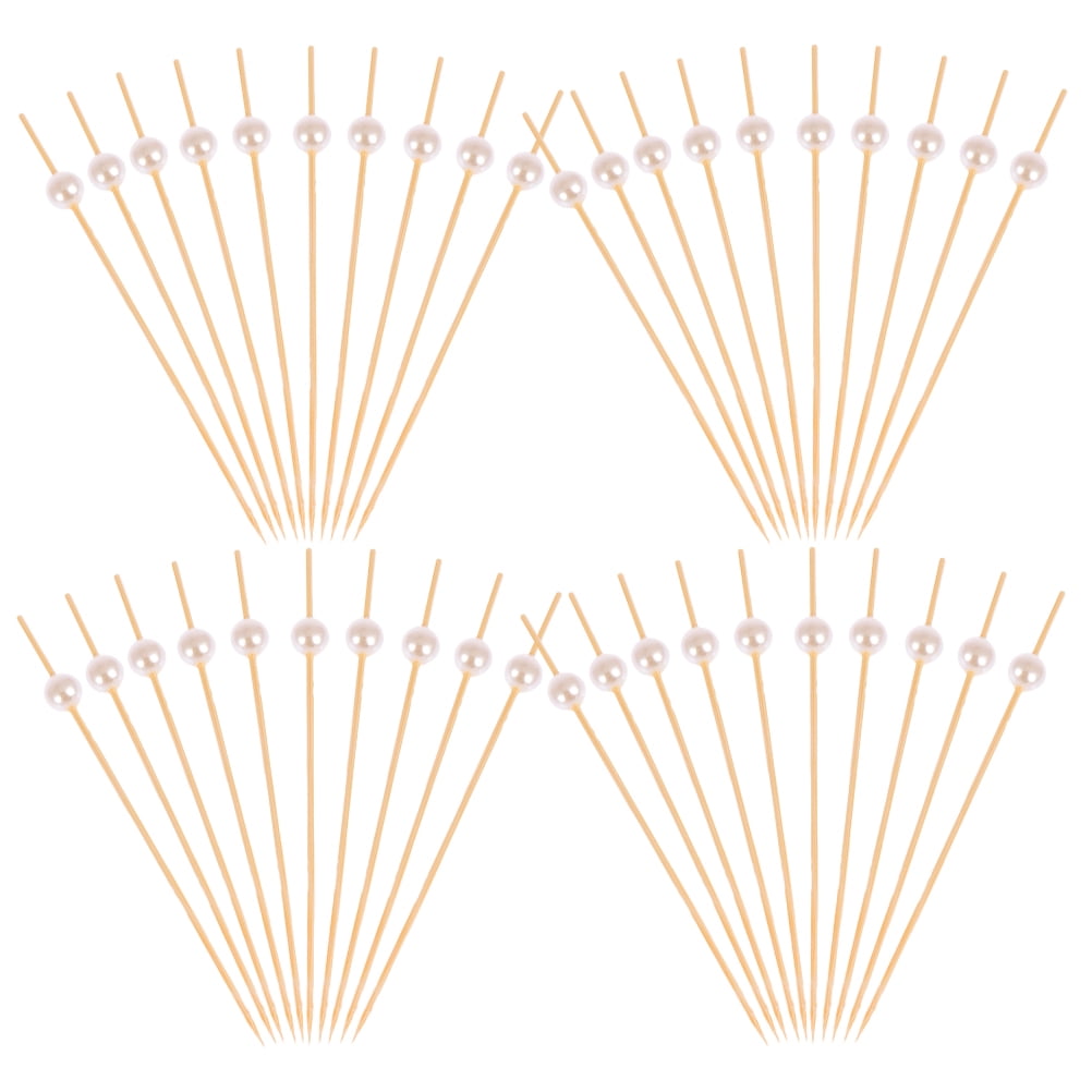 HOMEMAXS Fancy Toothpicks for Appetizers with Pearl Toppers Bamboo ...