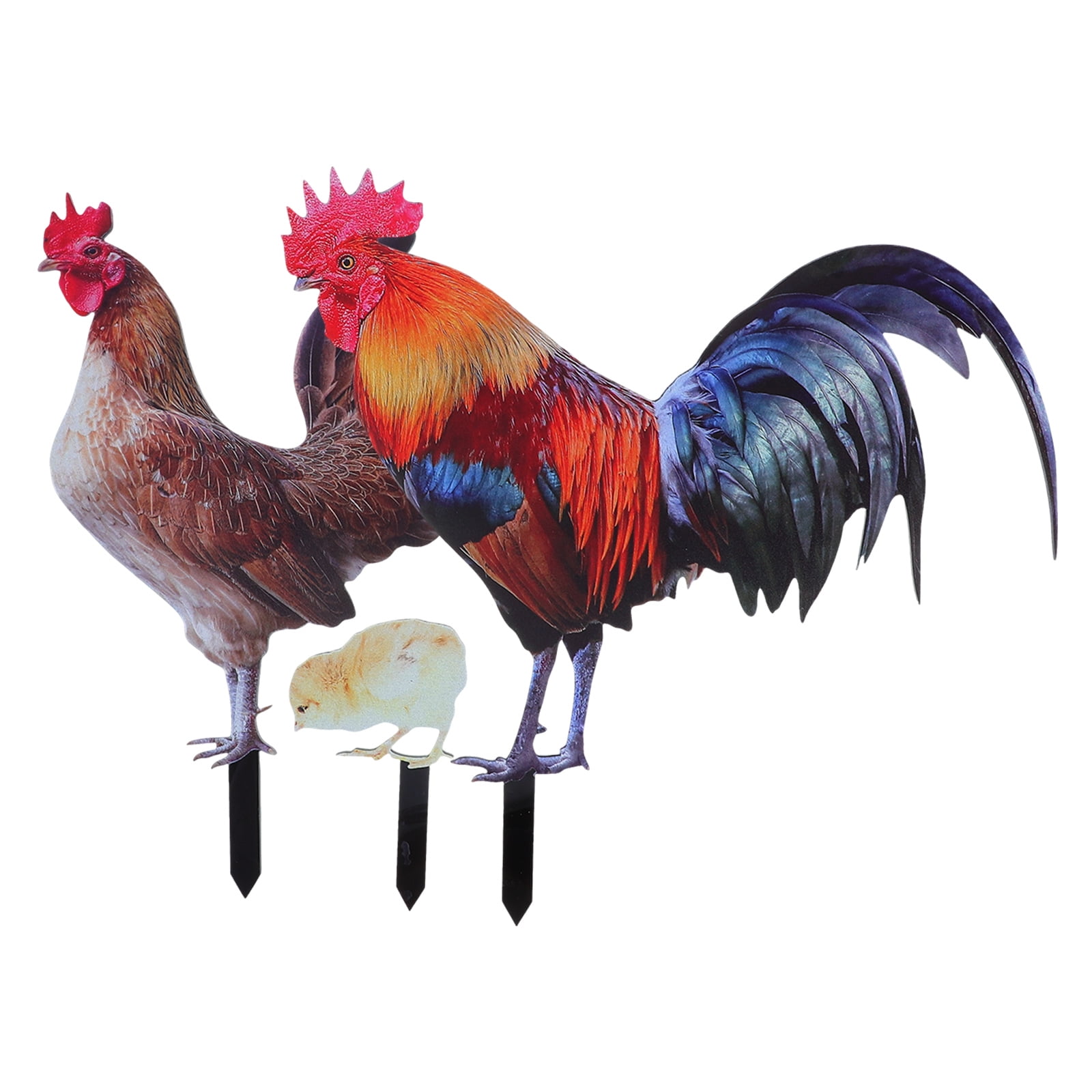 Farm Animals Out Door Decor Rooster Stake Signs Lawn Display 26X25.3CM ...