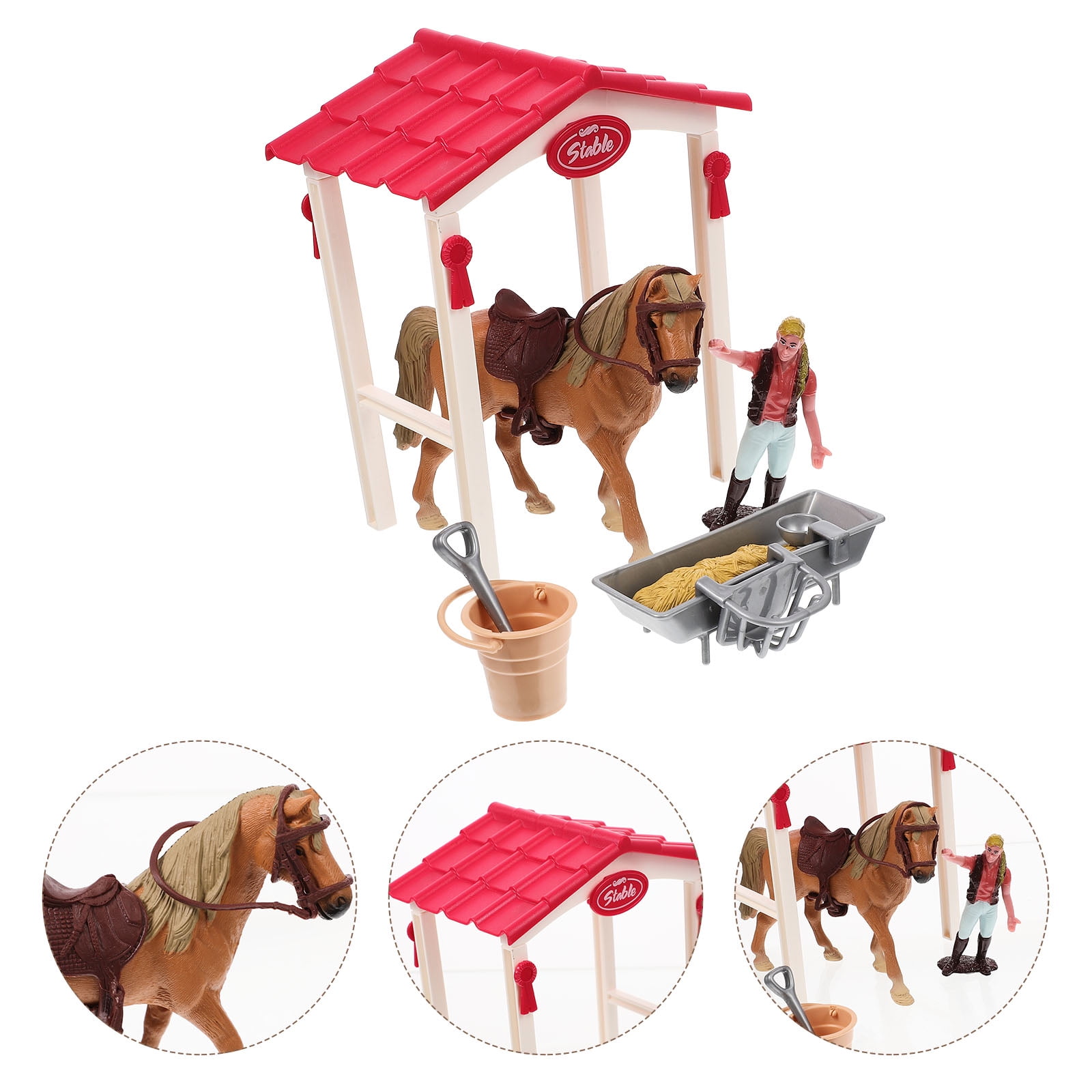 HOMEMAXS Farm Toys with Horse Stable for Kids Playing Made of Plastic ...