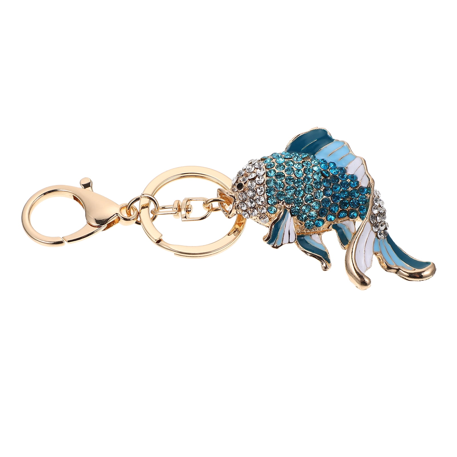 HOMEMAXS Fish Key Ring Pendant Rhinestone Keychain Decor Shaped Mom ...