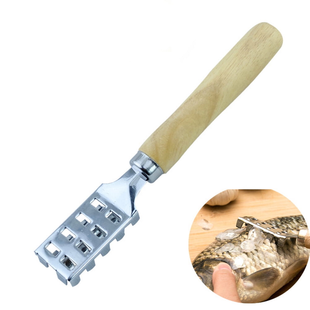 Fish Scraper with Stainless Steel and Wood for Kitchen Silver Color ...