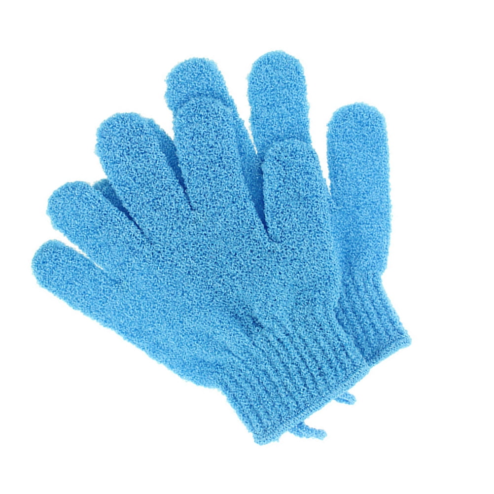 Five Finger Bath Gloves Shower Removal Body Scrub Man Miss Blue ...