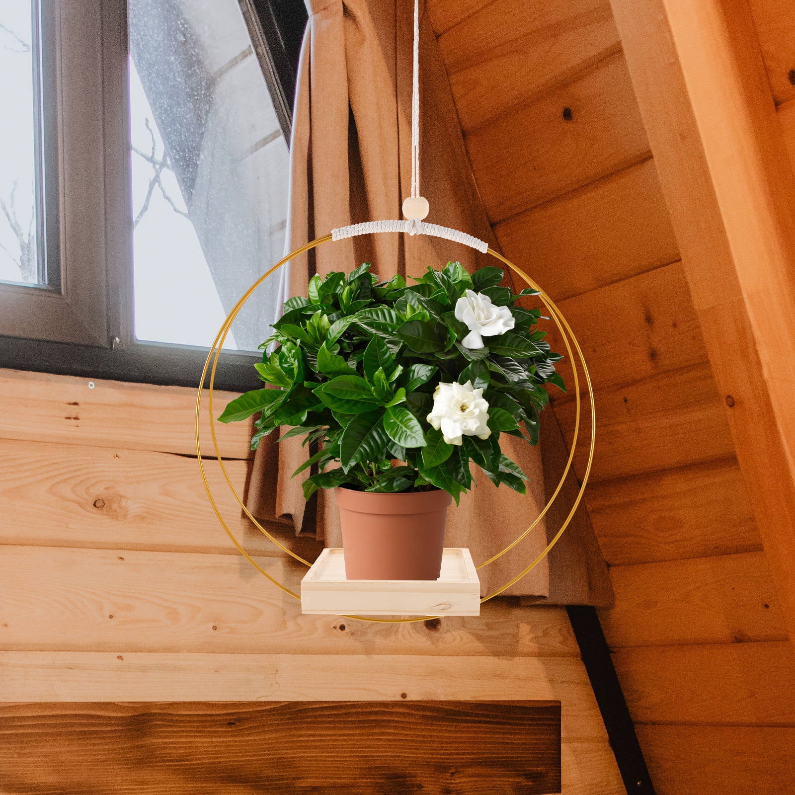 HOMEMAXS Flower Pot Storage Rack Hanging Holder for Indoor Golden ...