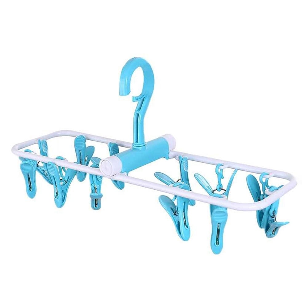 HOMEMAXS Foldable Clip and Drip Laundry Hanger with 12 Strong Pegs Clip ...