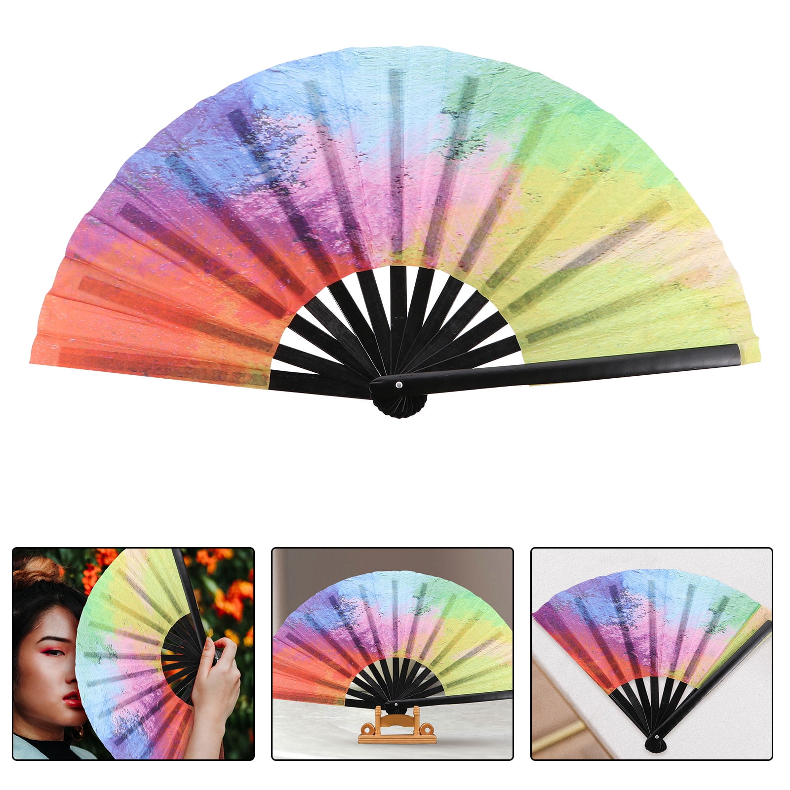 HOMEMAXS Foldable Japanese Style Folding Fan Assorted Color Fan 35x64cm ...