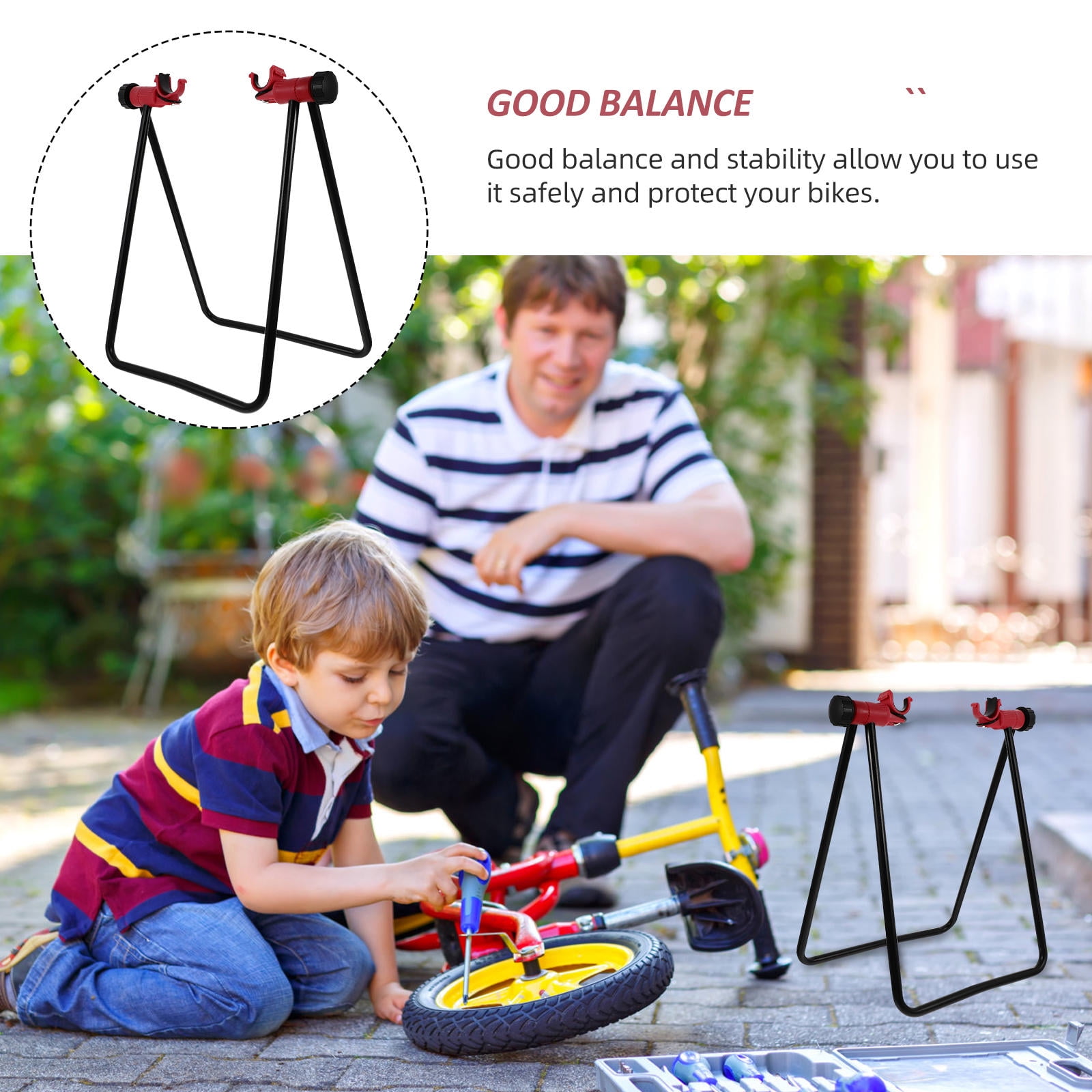 HOMEMAXS Folding Bike Stand Portable Cycle Rack Professional Parking ...