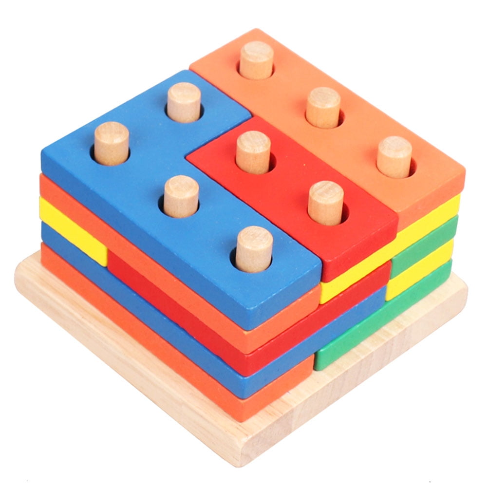 HOMEMAXS Four-set Column Toys Building Block Puzzle Color Learning ...