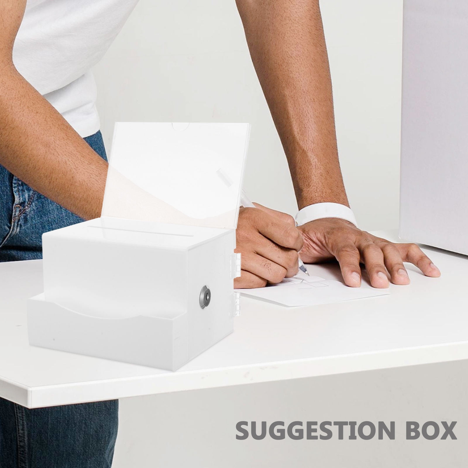 HOMEMAXS Fundraising Donation Box with Lock Public Ballot Box Voting ...