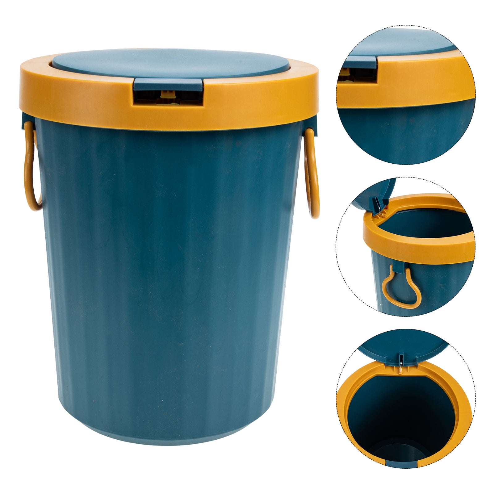 HOMEMAXS Garbage Can Plastic Paper Basket with Cover Kitchen Trash ...