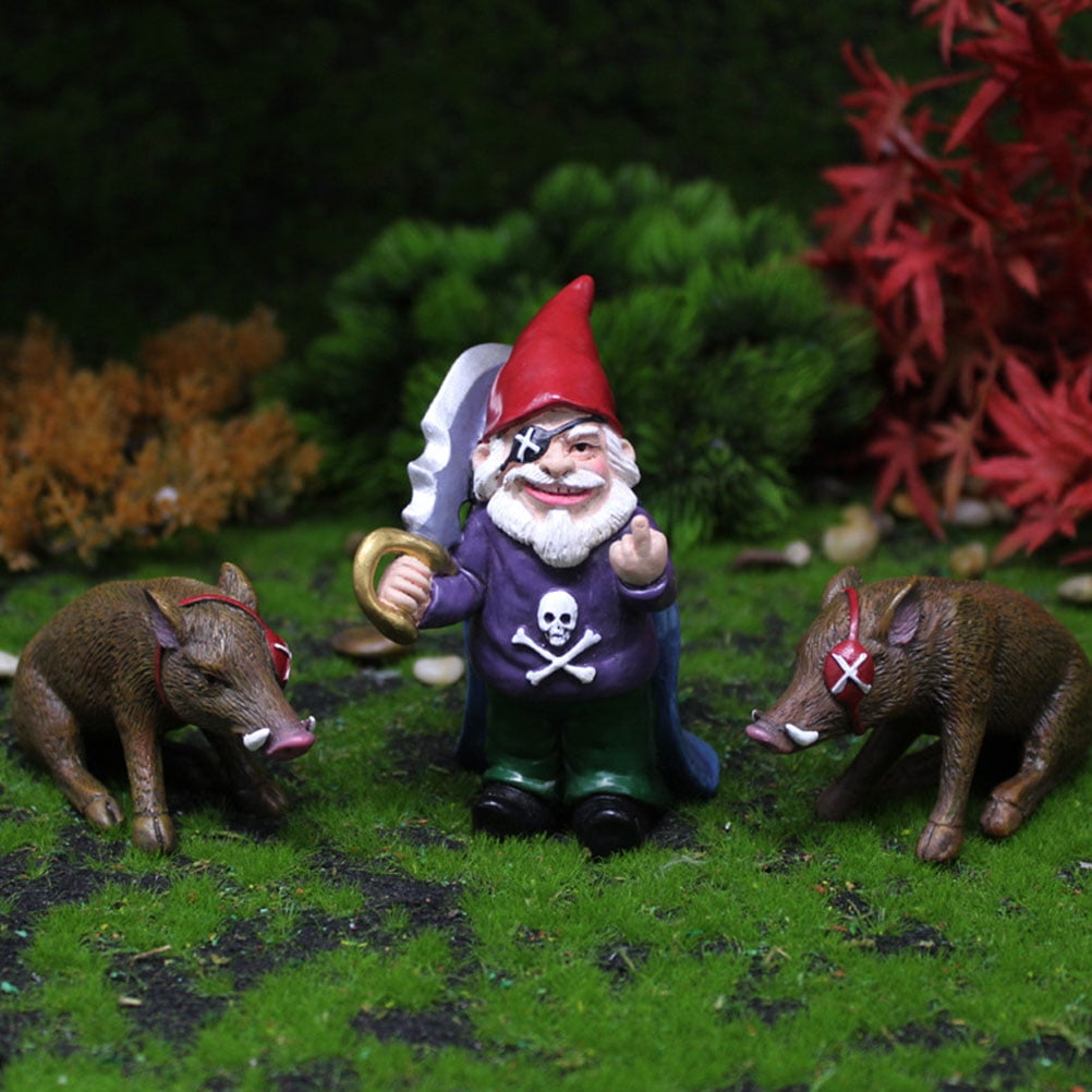 Garden Gnome Figurine Mini Gnomes Pig Figures Scene Ornament - Walmart.com