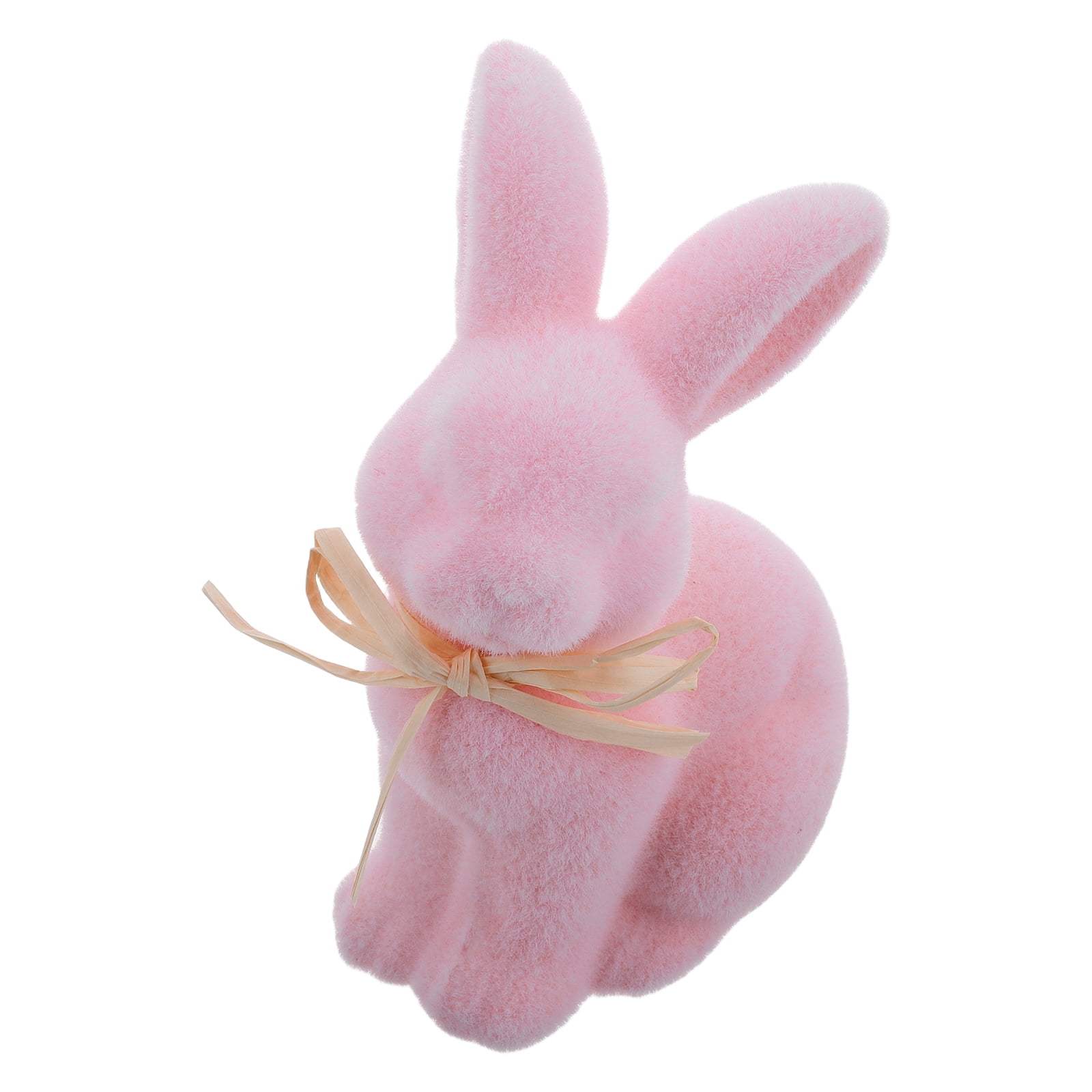 HOMEMAXS Pink Flocked Rabbit Figurine 2pcs Bunny Sculpture Outdoor ...