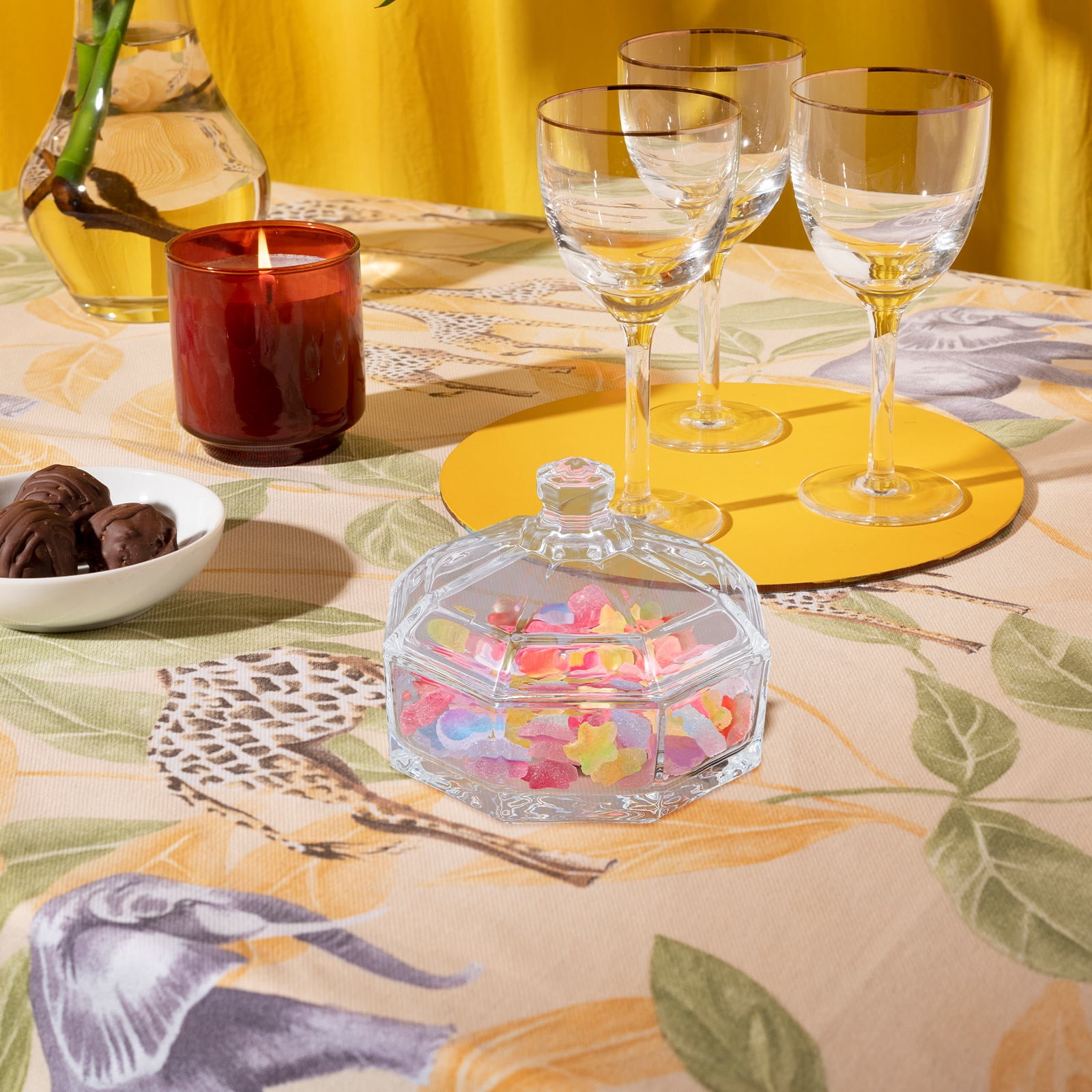 HOMEMAXS Glass Candy Dish with Lid Decorative Covered Sugar Bowl Clear ...