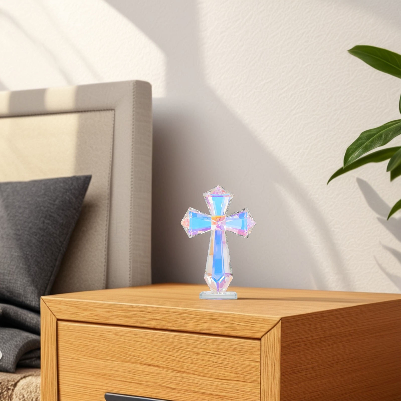 HOMEMAXS Glass Cross Decor Crystal Cross Decoration Cross Statue ...