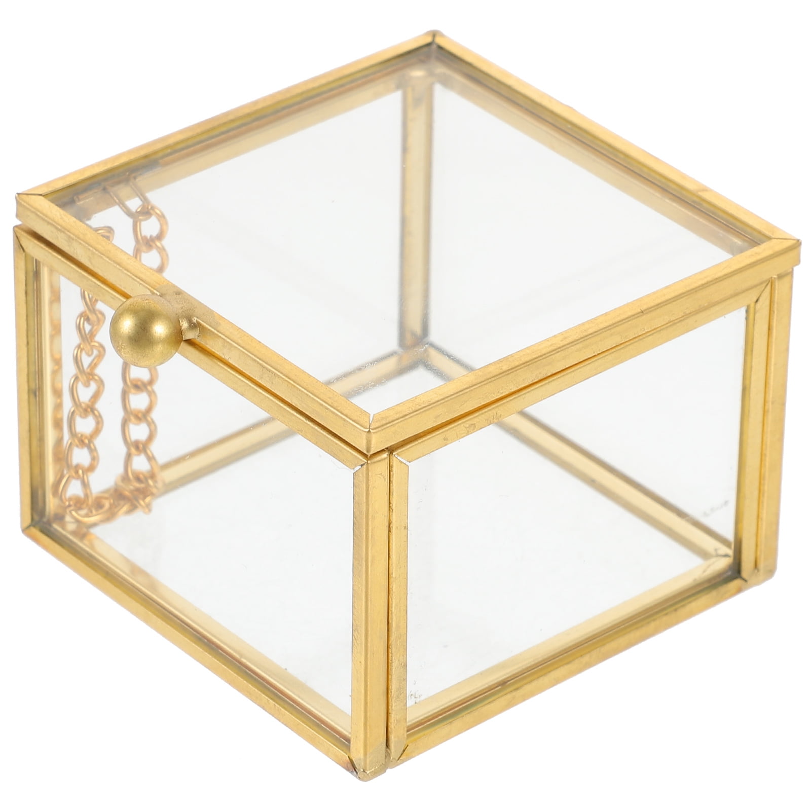 HOMEMAXS Glass Jewelry Keepsake Box Clear Jewelry Organizer Rings ...