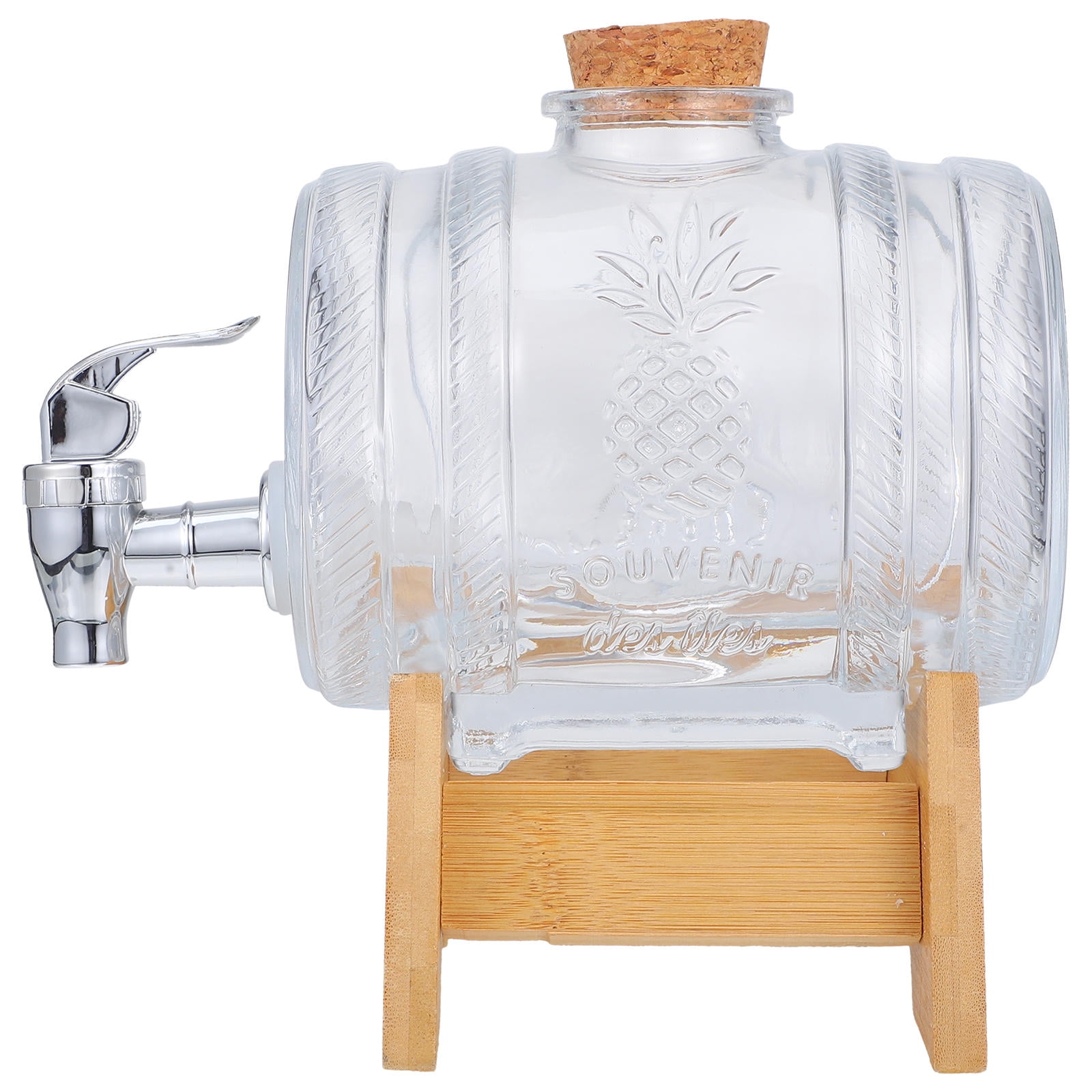 HOMEMAXS Glass Wine Barrel Dispenser with Bamboo and Stainless Steel ...