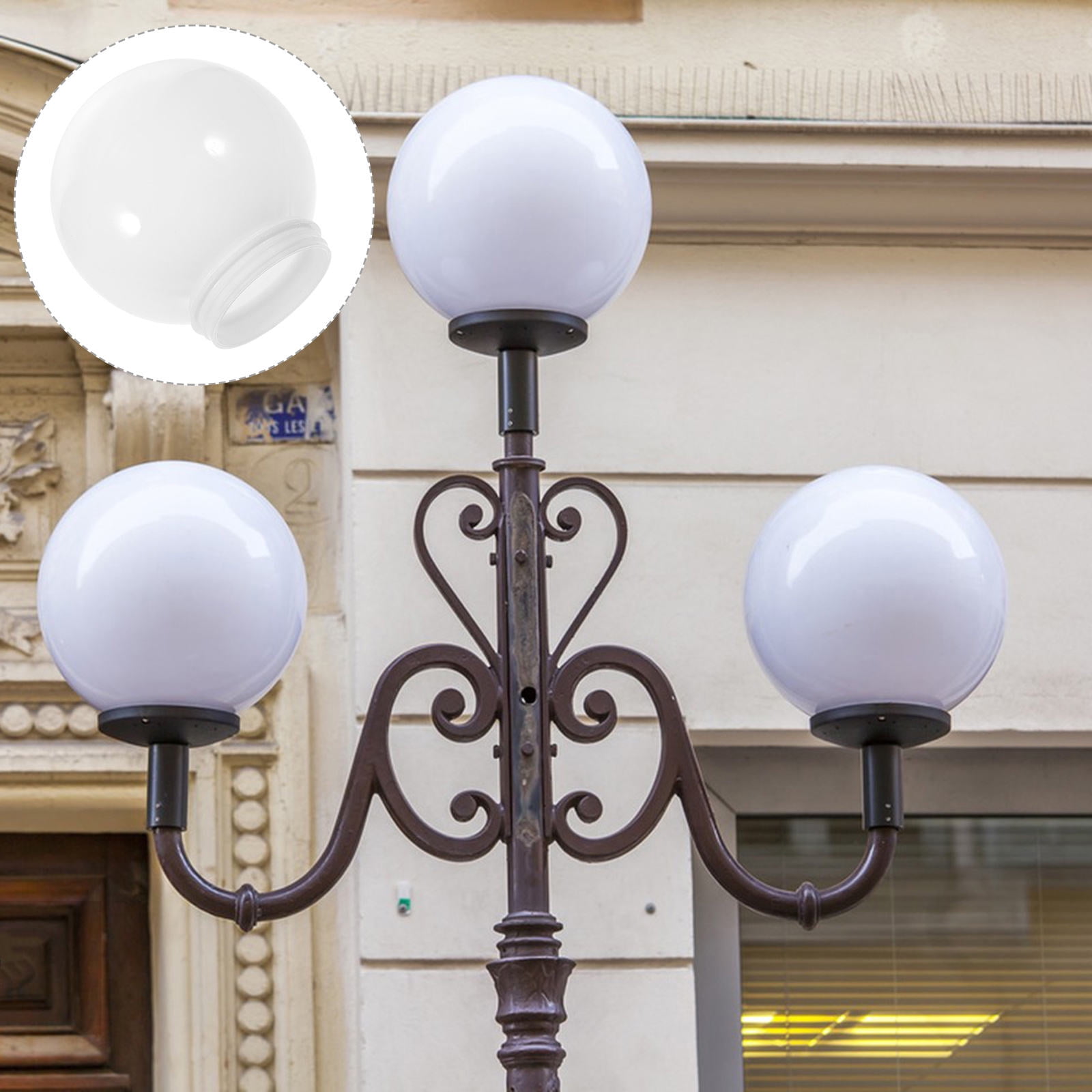 HOMEMAXS Globe Lamp Shade Fixture Ball Lamp Shade Post Mount Globe ...
