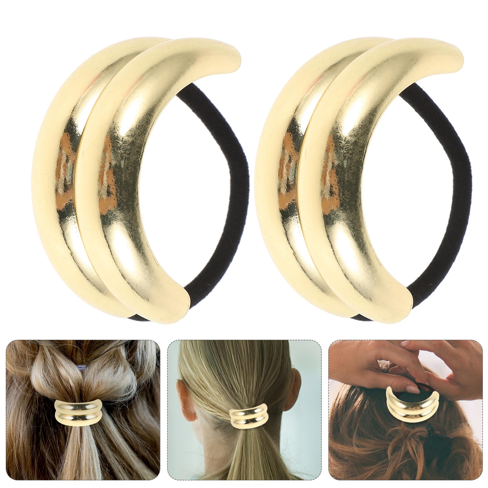 Gold Hair Cuffs Metal Ponytail Cuff High Elasticity Geometric Hair ...