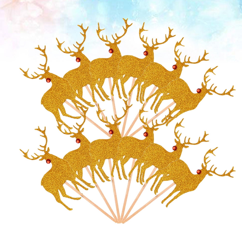 HOMEMAXS Golden Christmas Theme Cake Toppers for Decoration Made of ...
