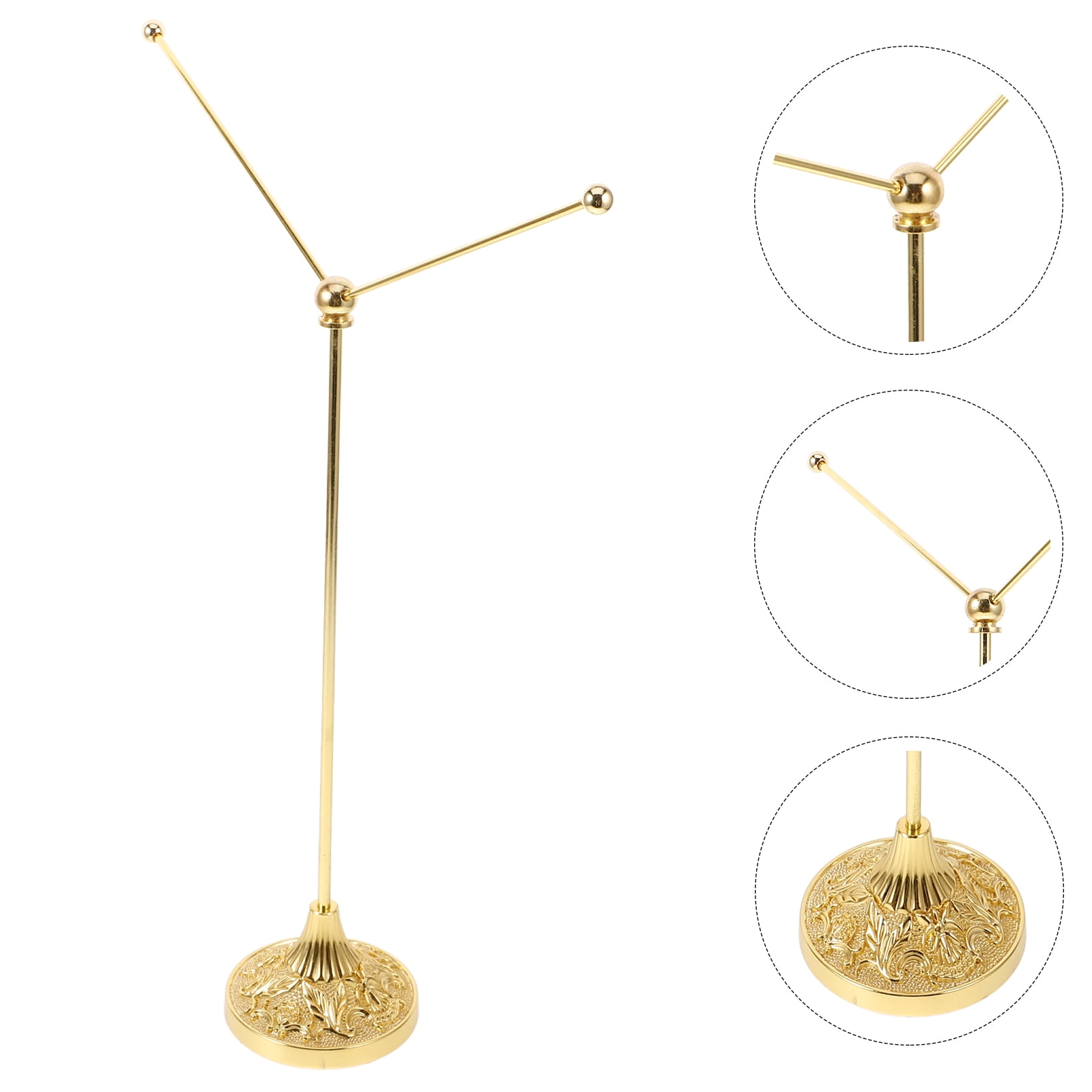 HOMEMAXS Golden Iron Desk Flag Pole with Stable VShaped Base for Home ...