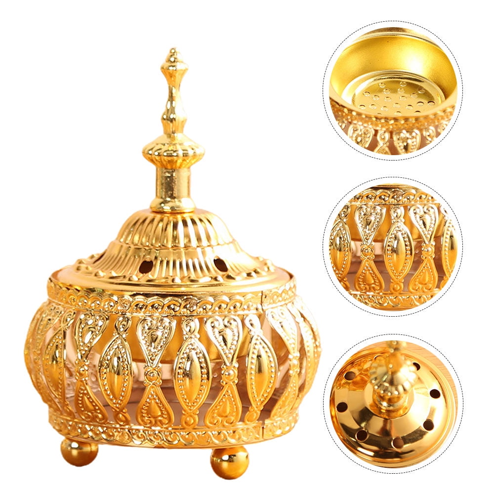 HOMEMAXS Golden Metal Incense Holder with Middle Eastern Design for ...