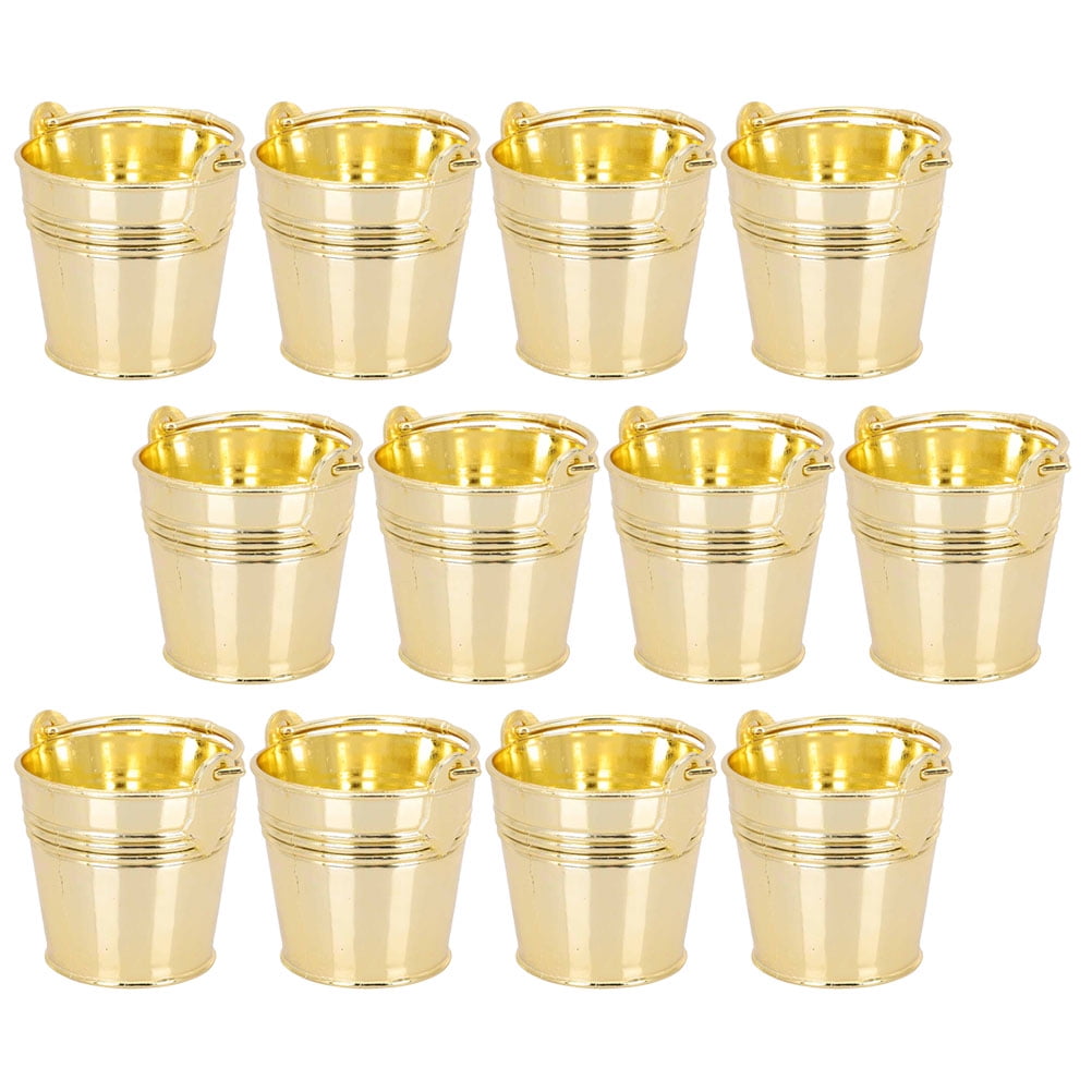HOMEMAXS Golden Mini Plastic Candy Buckets for Storage Wedding ...