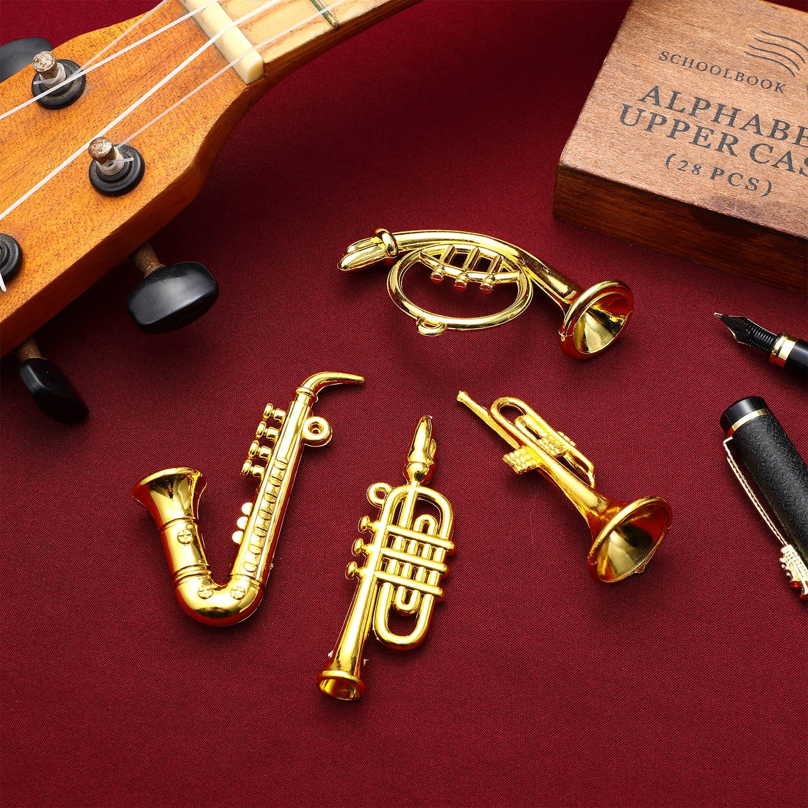4 Pcs Mini Musical Instrument Model Dollhouse Saxophone Trumpet ...