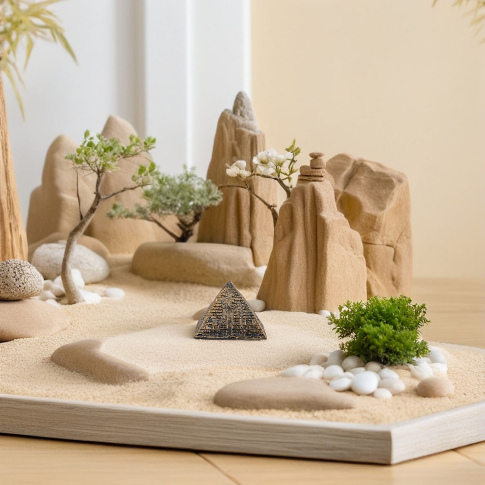 HOMEMAXS Golden Miniature Egyptian Pyramid Model Vintage Statue ...