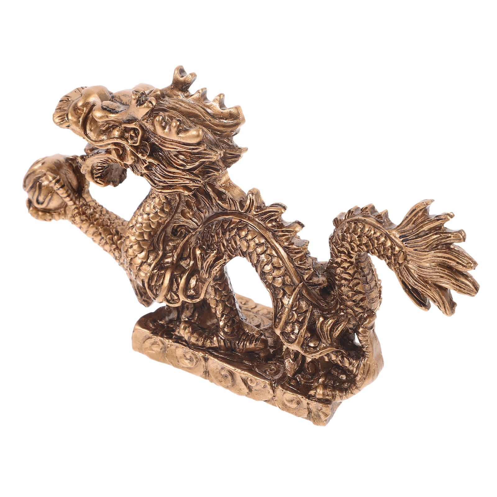 HOMEMAXS Golden Resin Dragon Statue for Home Use Auspicious Wealth ...